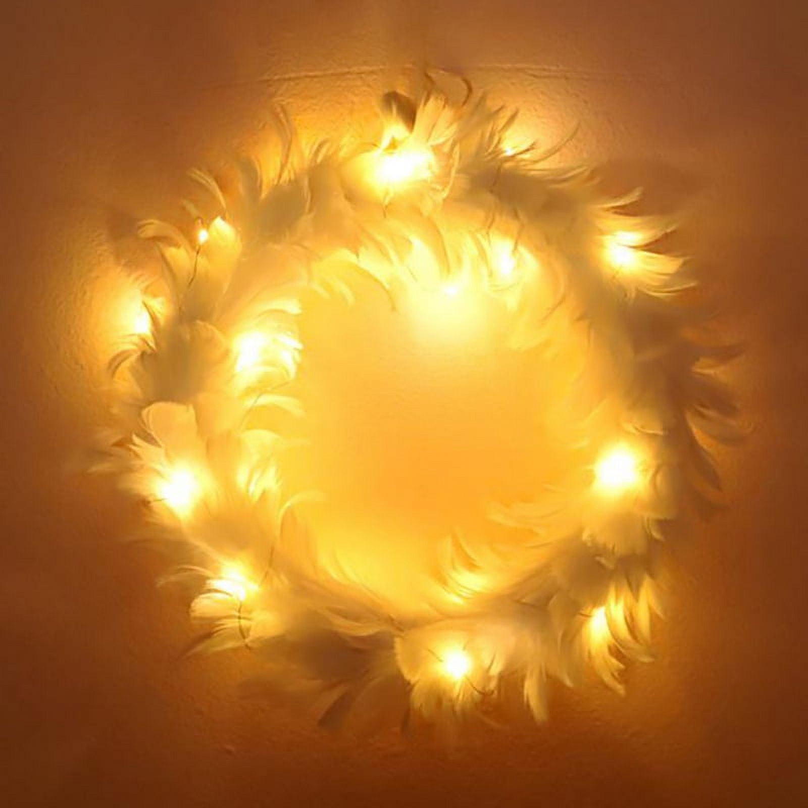 White Feather Christmas Front Door Wreath, 12 Inch Natural Cock Feather ...