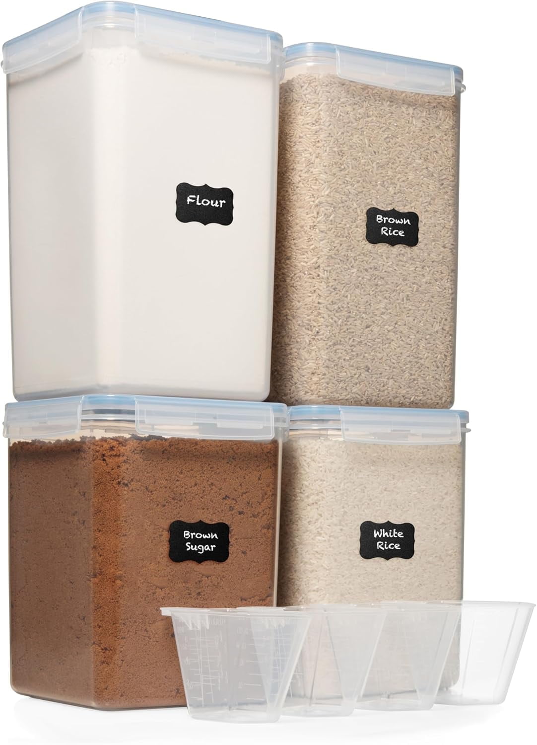 Large Airtight Food Storage Canisters with Lids, BPA-Free Plastic [2x6 ...