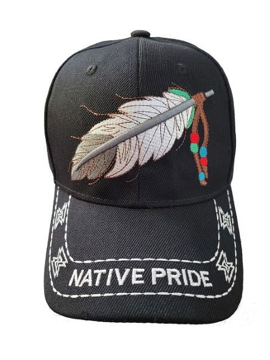 White Feather Native Pride Baseball Cap Embroidered - Black Color - Uni ...