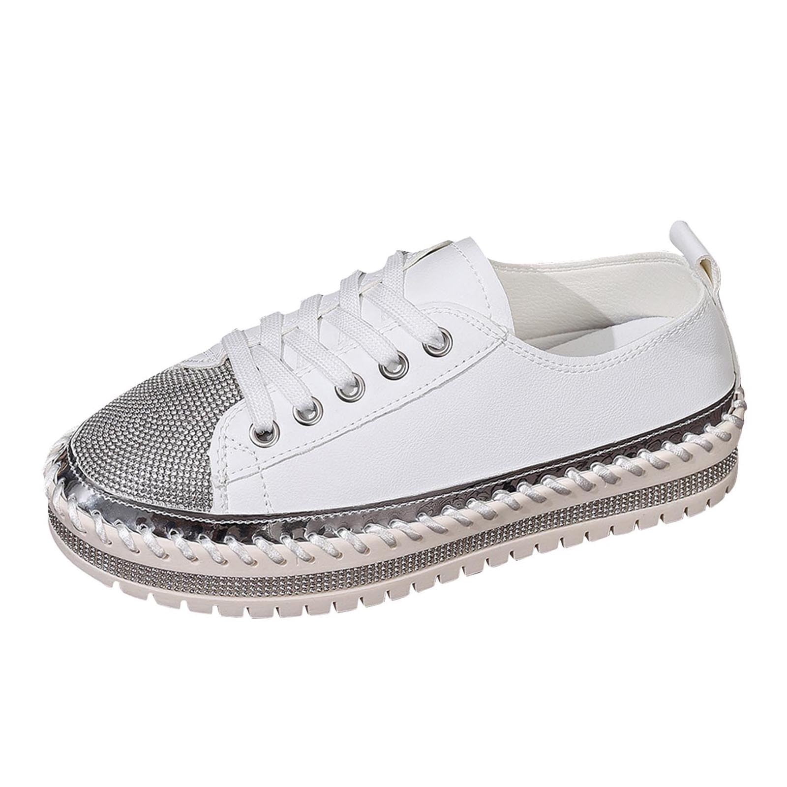 White Female Bandage Style Flat Heel Easy Walking Shoes With ...