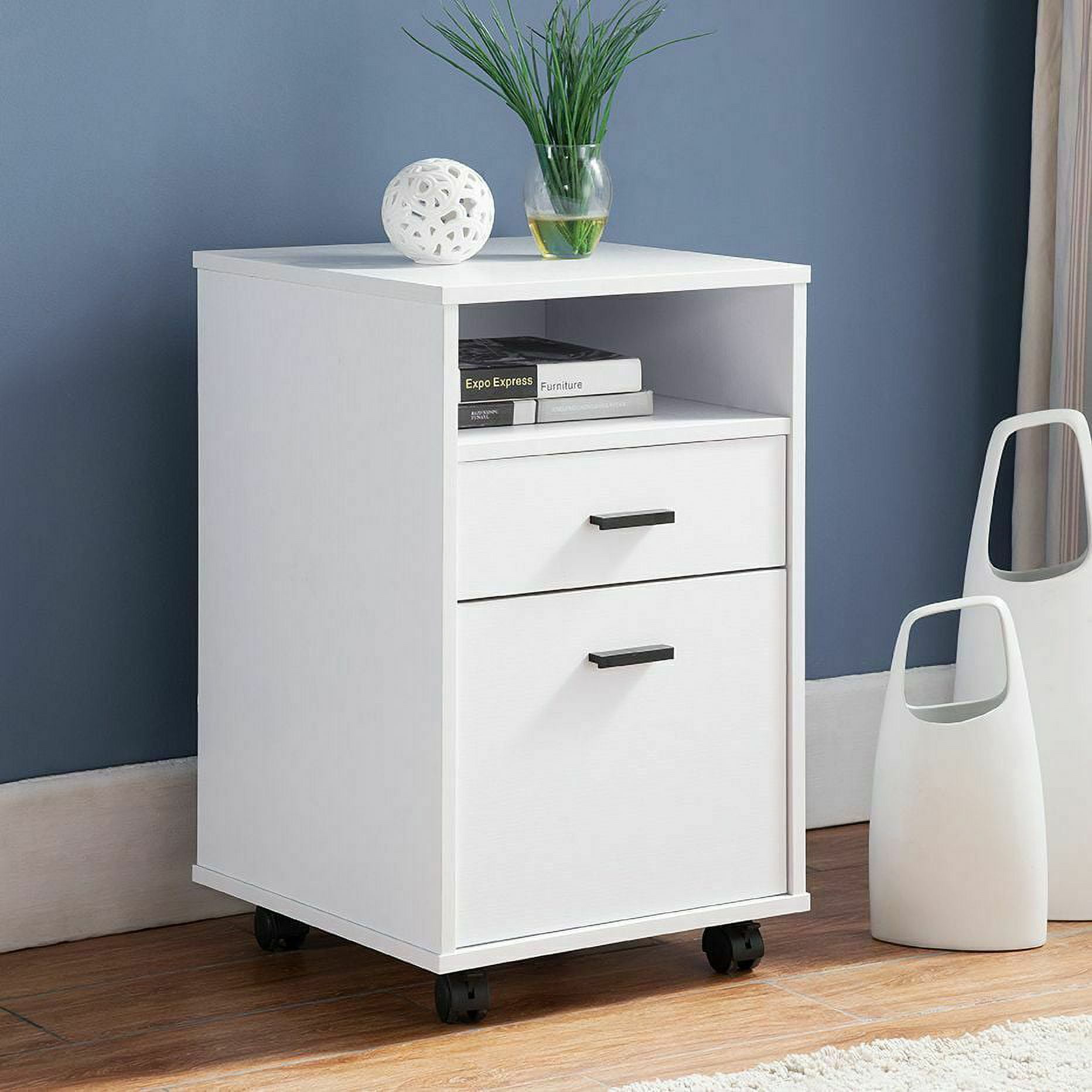 White Filing Cabinet with Drawer And File organizer On Castors ...
