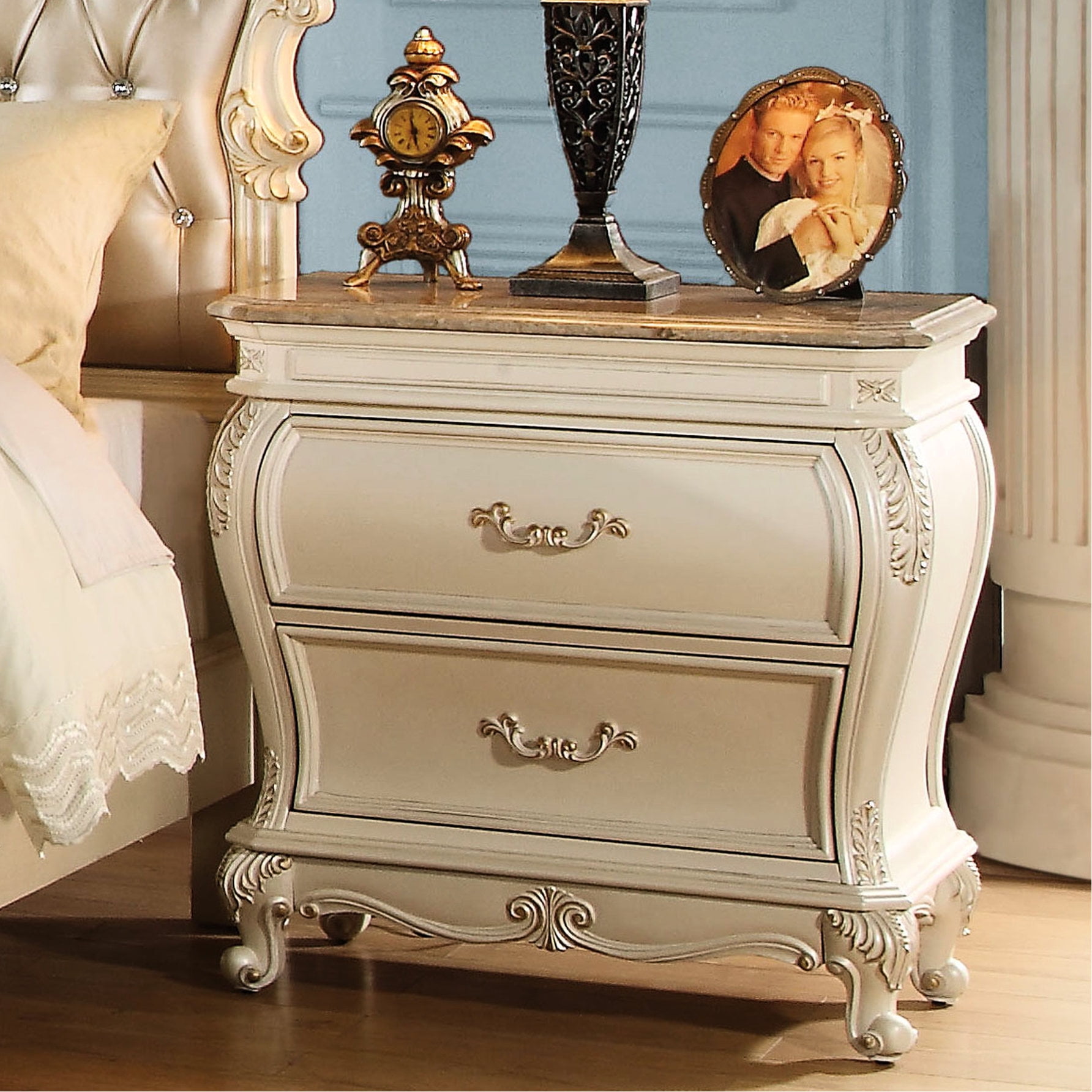 White Finish - 2 Drawers with Dovetail Construction - Bedroom Placement ...