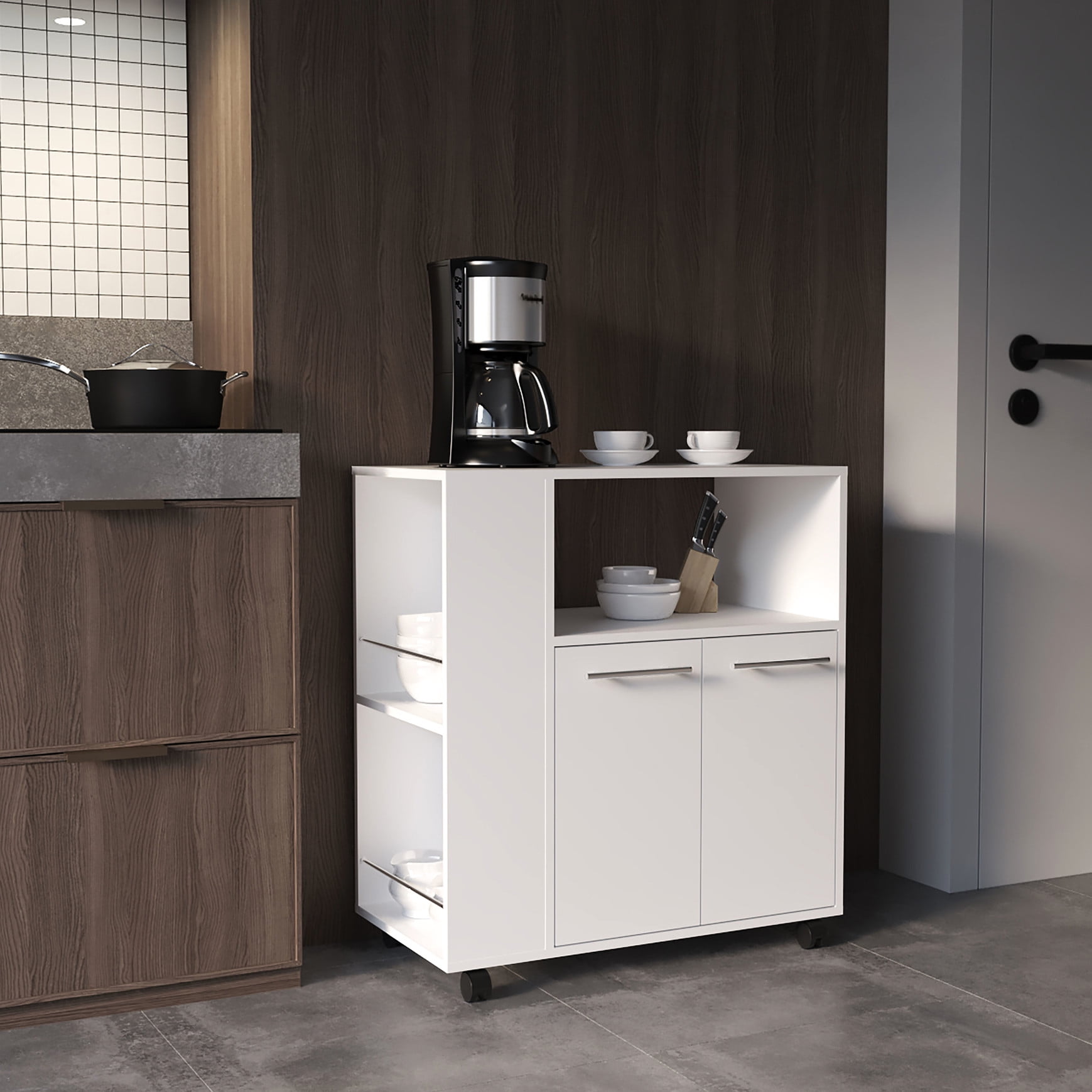 White Finish - Additional Workspace in Dining Room - Kitchen Storage ...
