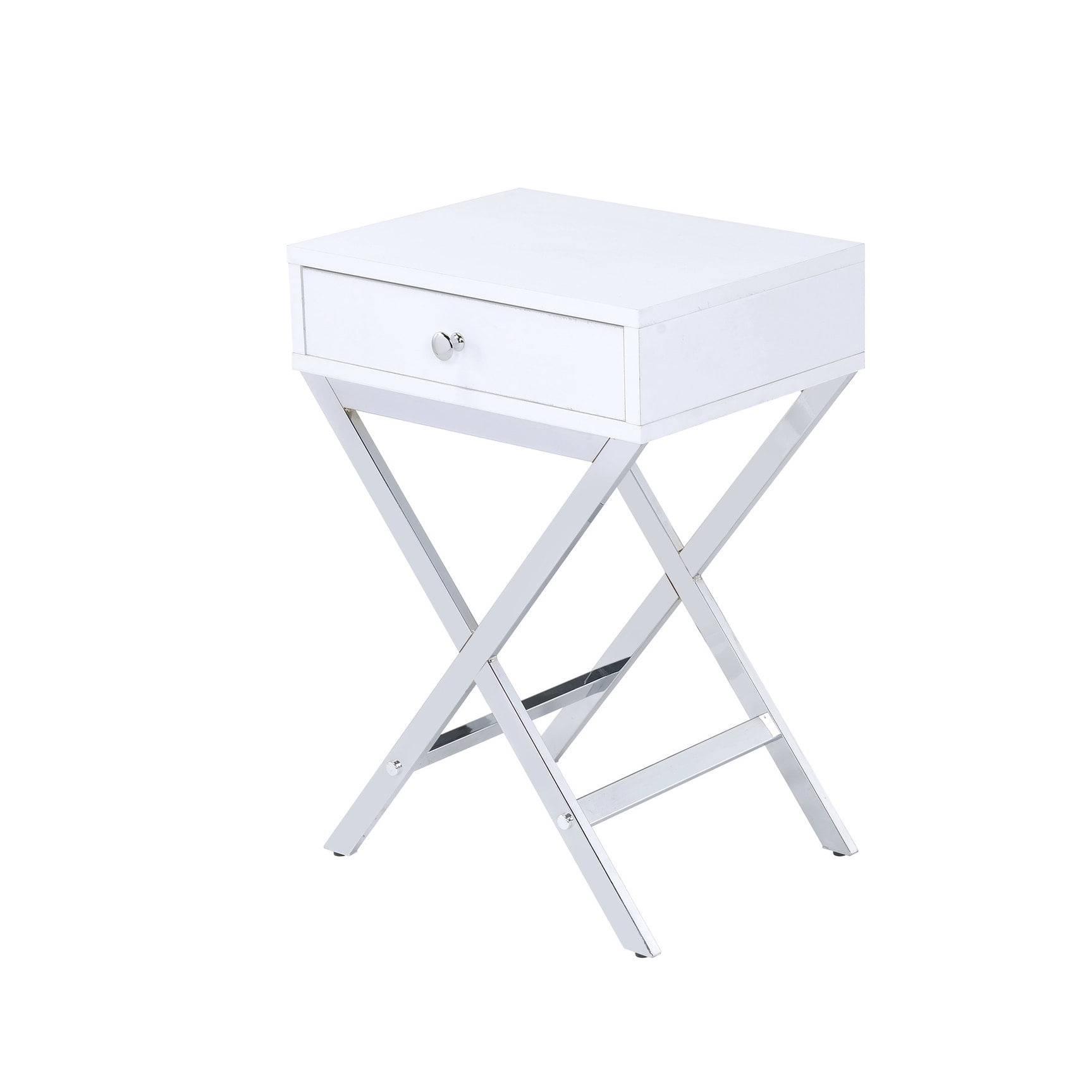 White Finish & Chrome - Functional Side Table for Office Spaces ...