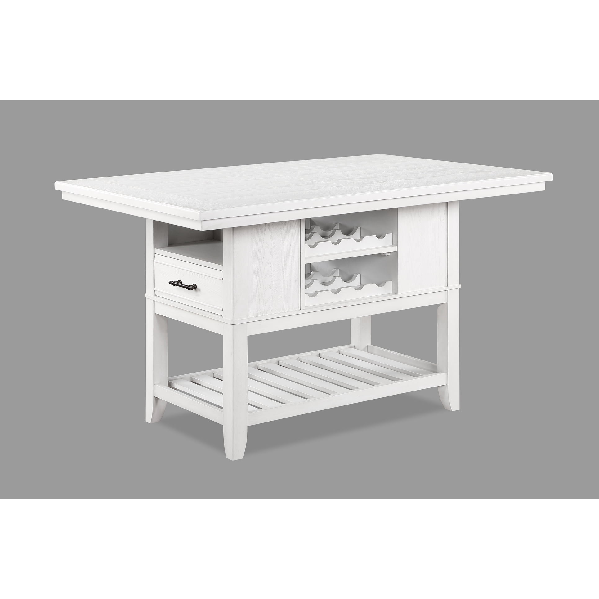 White Finish Counter Height Table For Dining, With Storage Drawers ...