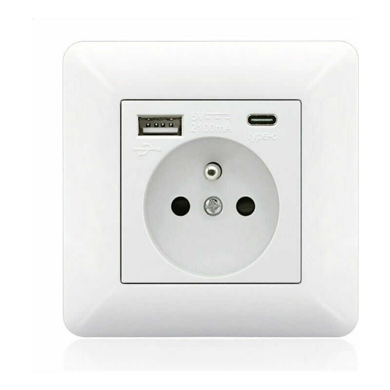 White Finish French Type-c+USB Sockets, Millimetre-Adjustable Facade ...