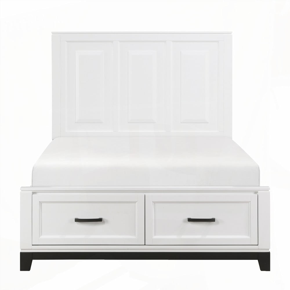 White Finish Full Bed with Storage - 2-tone & Ball Glides - Walmart.com