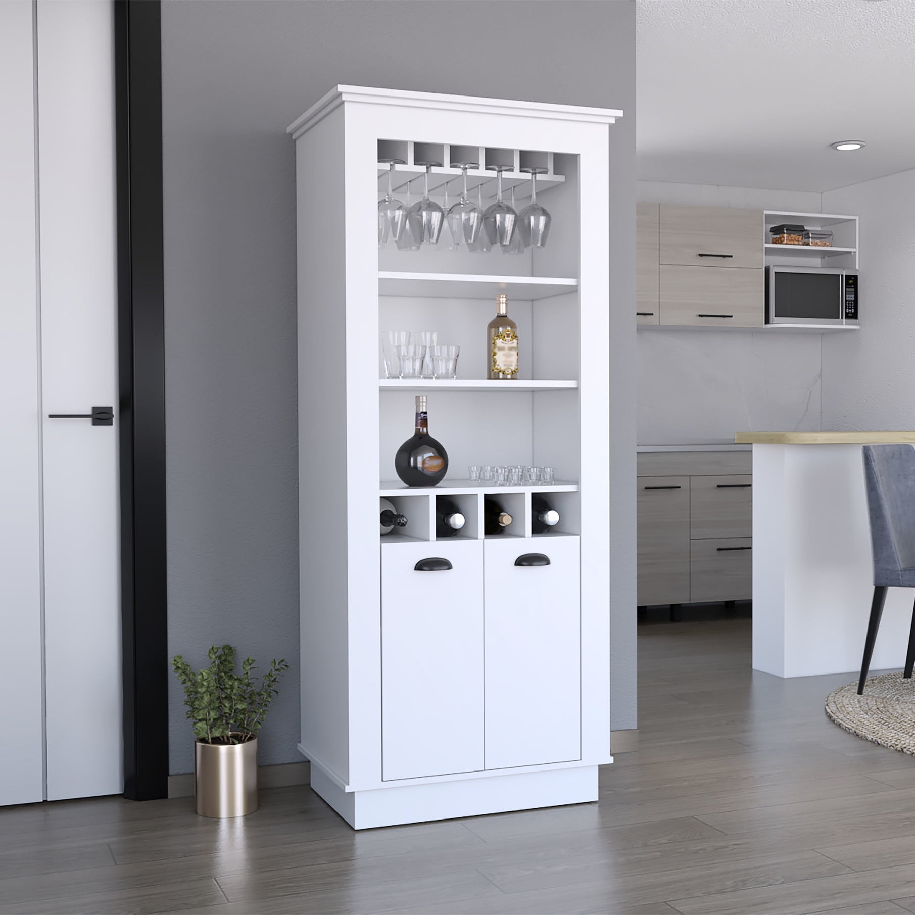 White Finish - Holds Up to 10 Glasses - Cocktail Corner - Add ...