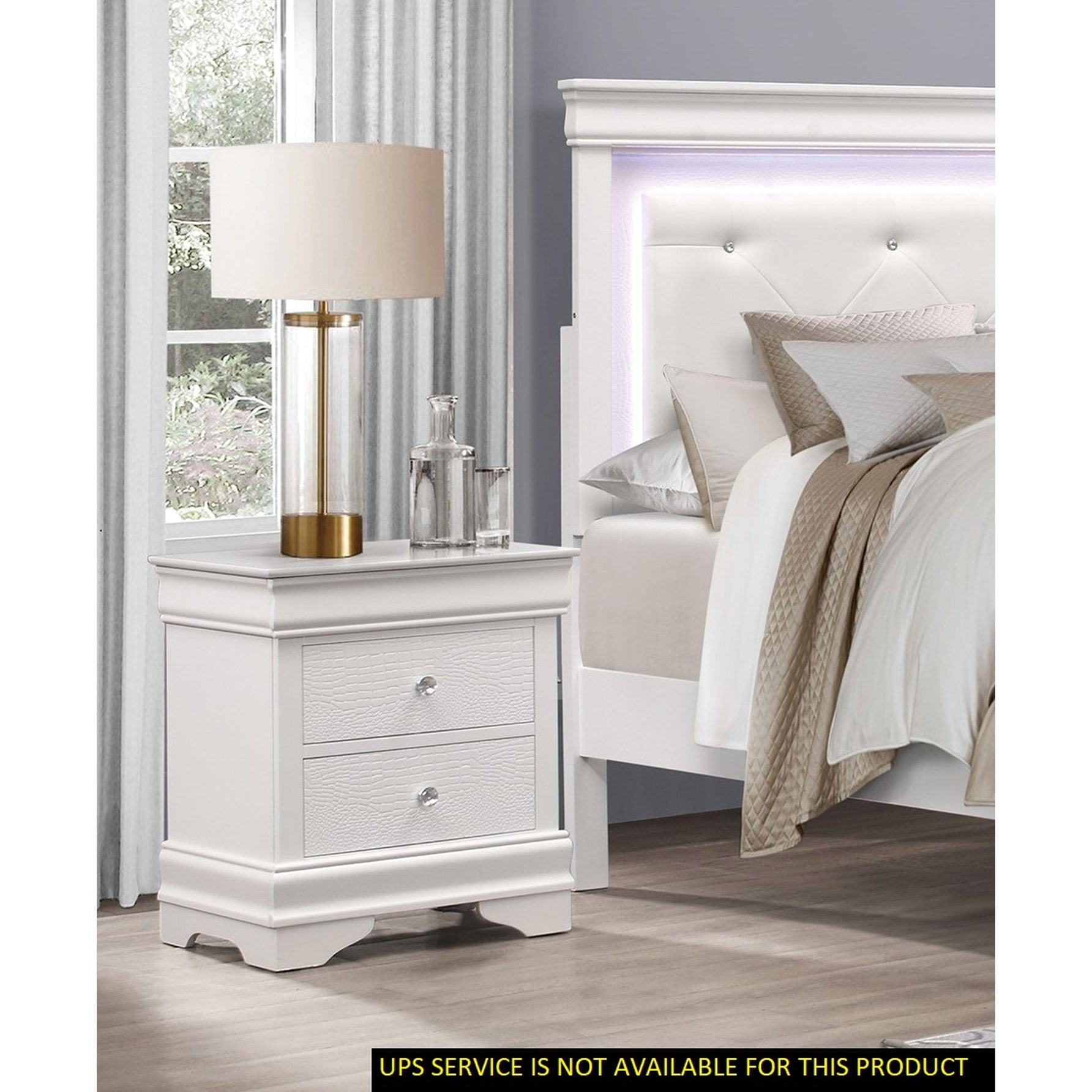 White Finish - Metal on Metal Drawer Glides - Bedroom Night Table ...