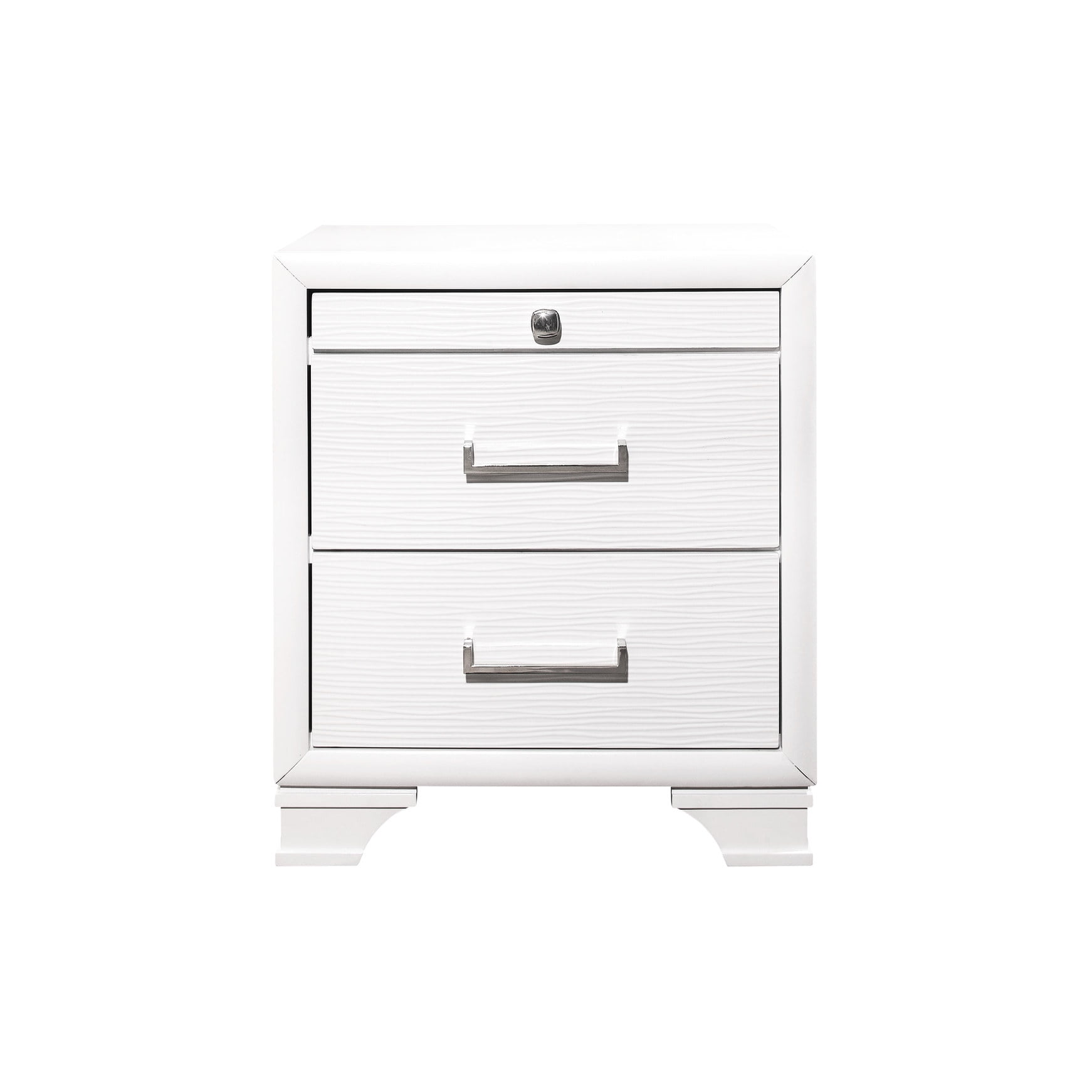 White Finish Nightstand with Two Drawer Design - Store Bedside ...