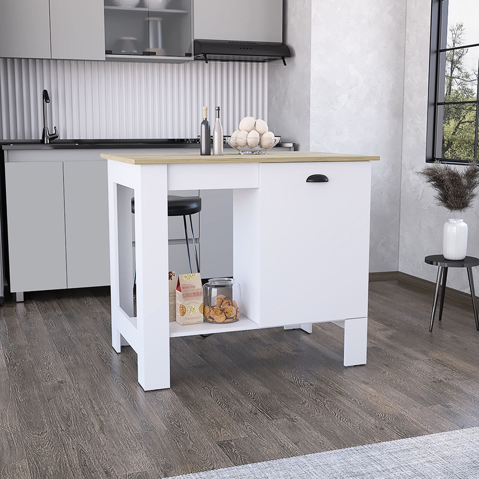 White Kitchen Island with One Drawer | Made of Good Materials, Ready ...