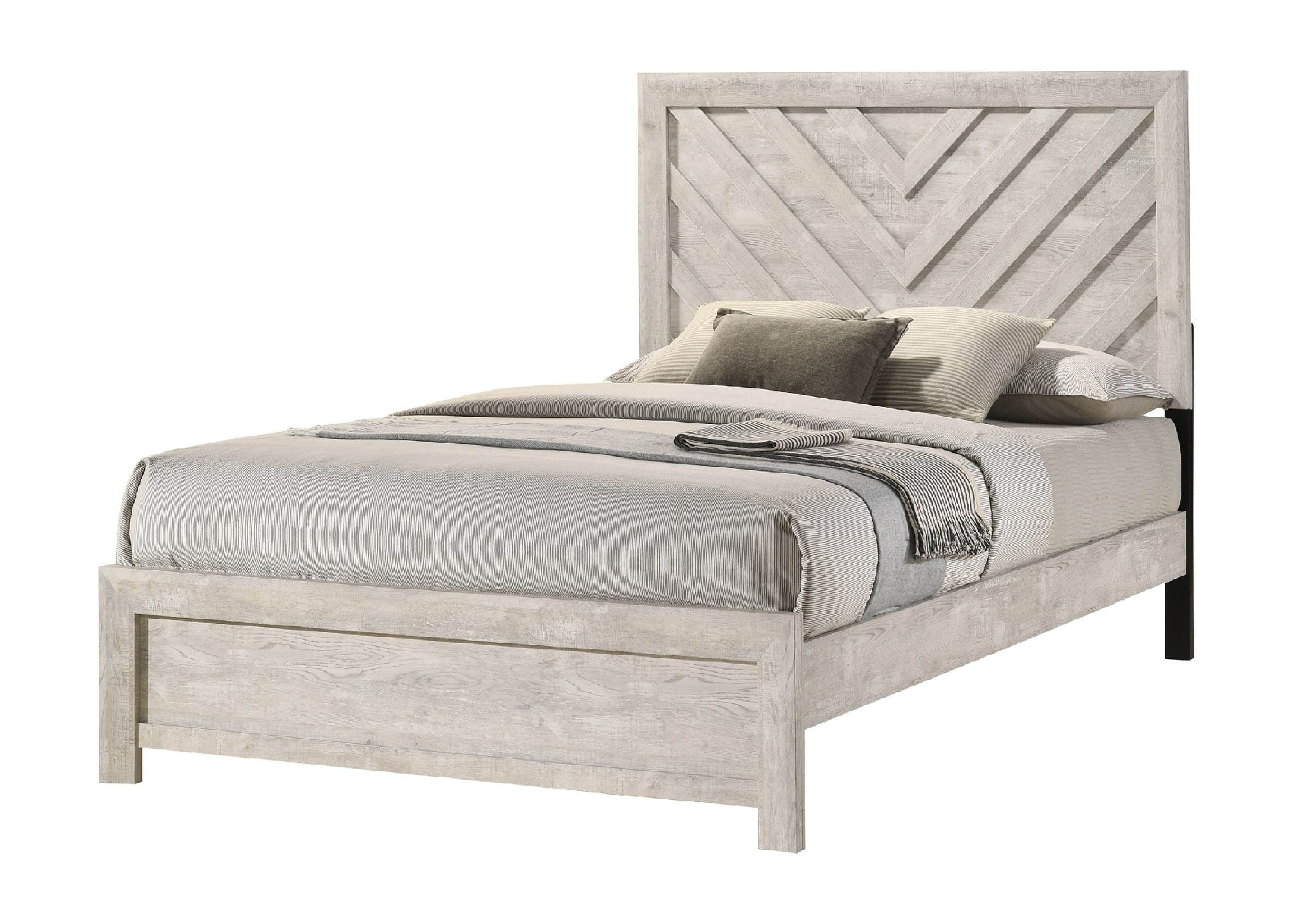 White Finish Rustic Bunk Bed Plank Wood Design Ladder And Plank Design ...