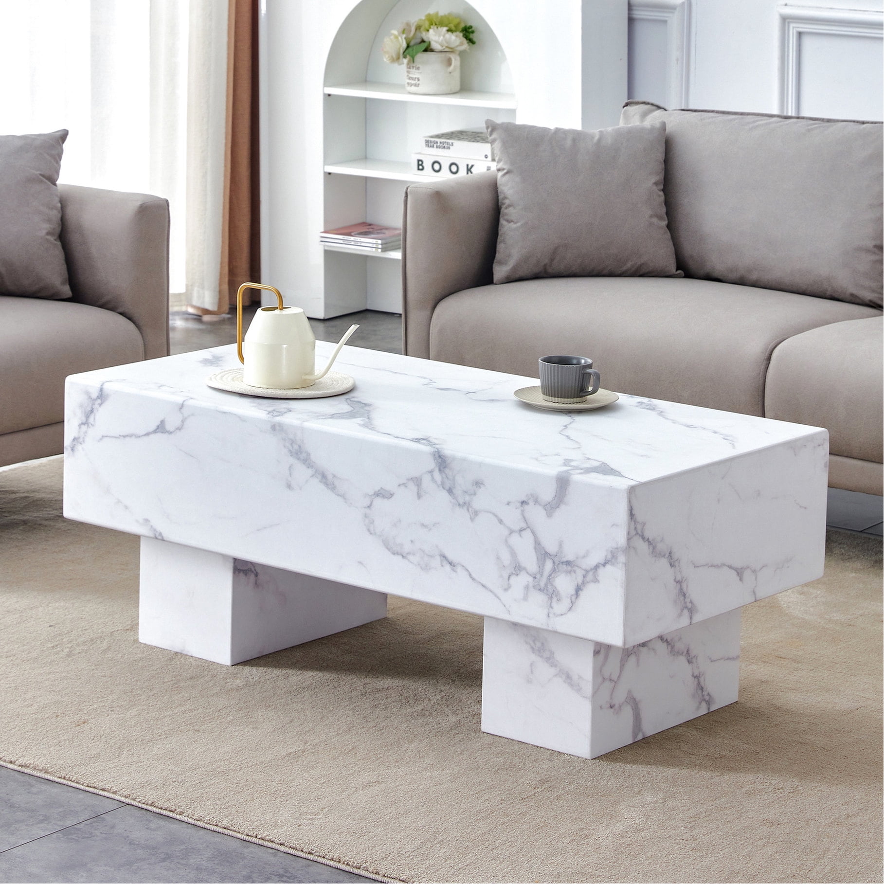 White Finish - Wide Tabletop for Items - Apartment Setting - Fit ...