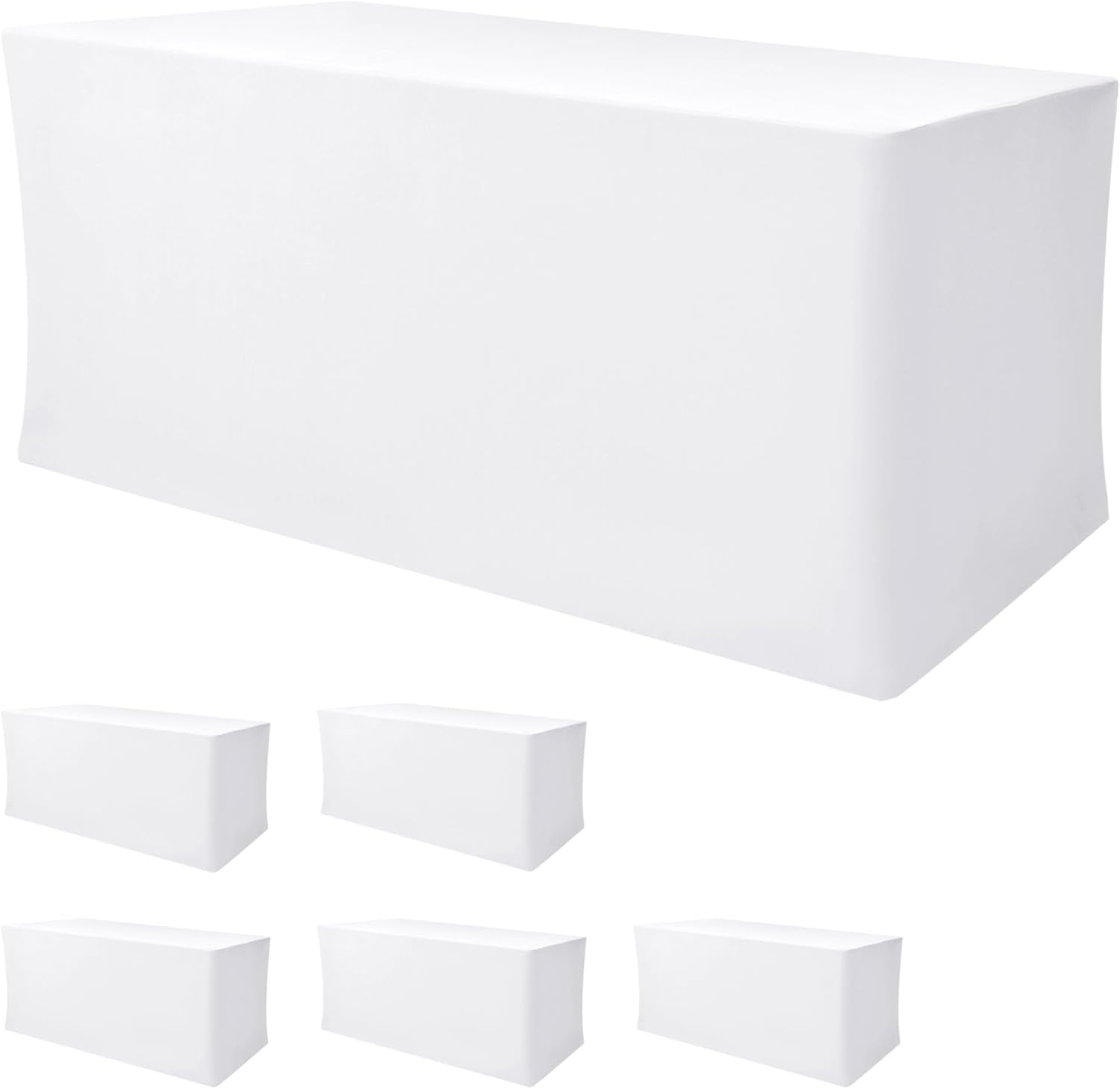 White Fitted Table Covers for 6 Foot Tables - 72 X 30 Inch - 6 Pack ...
