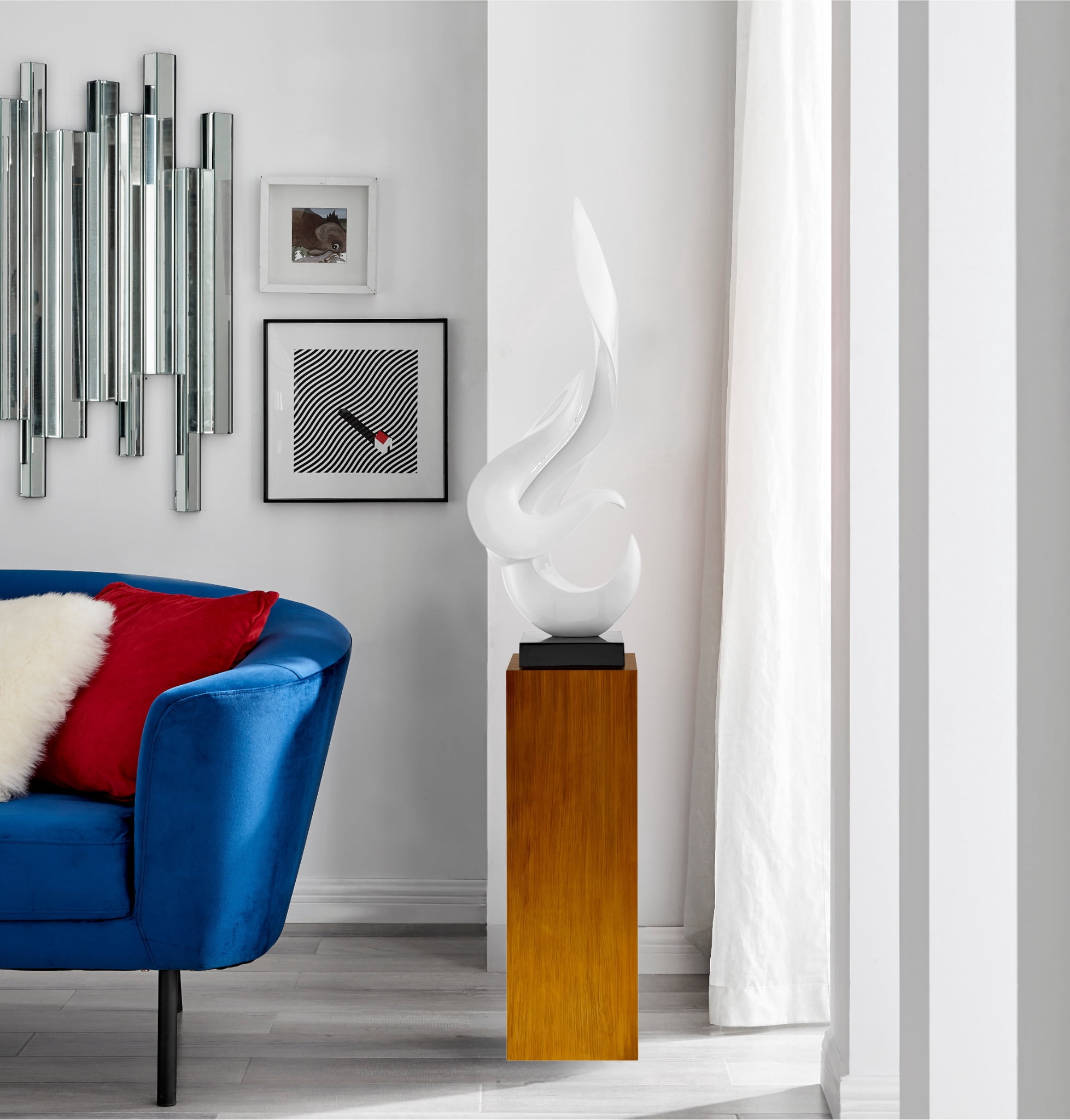 White Flame Floor Sculpture With Wood Stand, 65" Tall - Walmart.com