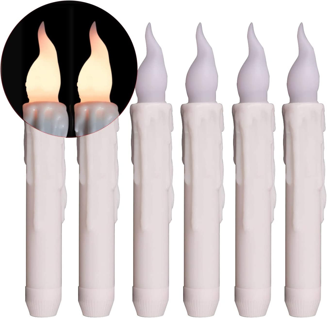 White Flameless LED Taper Candles with Timing - Christmas, Thanksgiving ...