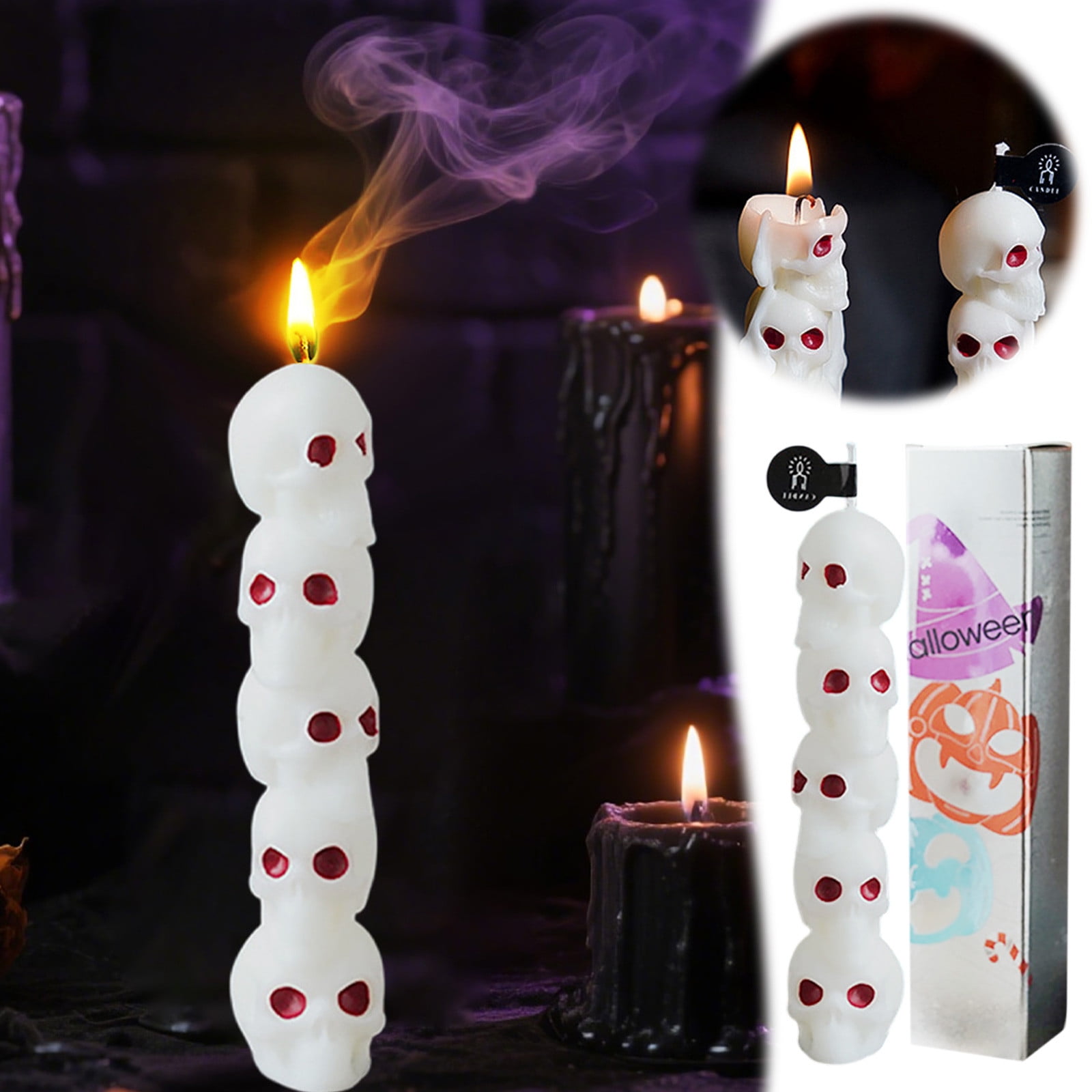 White Floating Halloween Candles - Spooky Ghost Wax Candles for ...