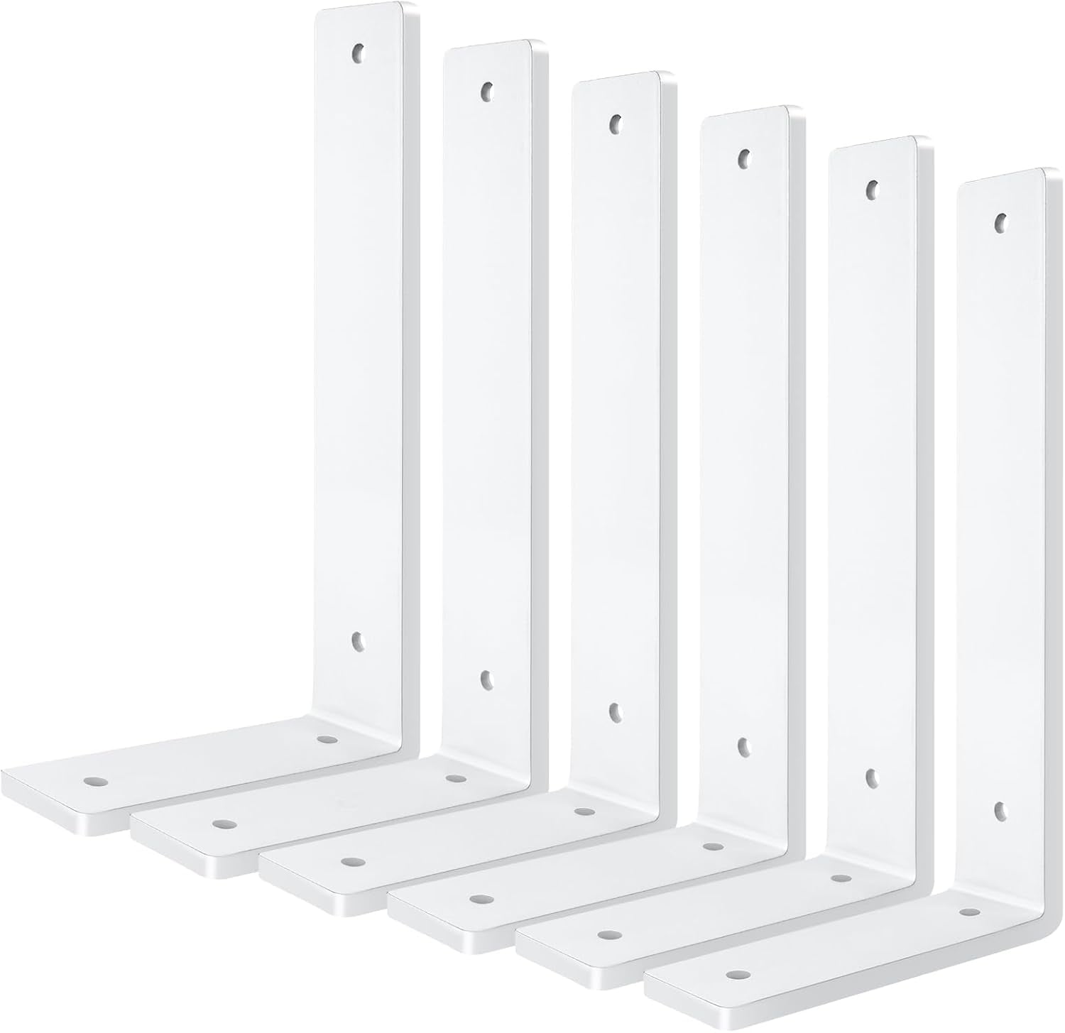 White Floating Shelf Bracket 10 Inch, 6 Pack Heavy Duty Shelf Brackets ...