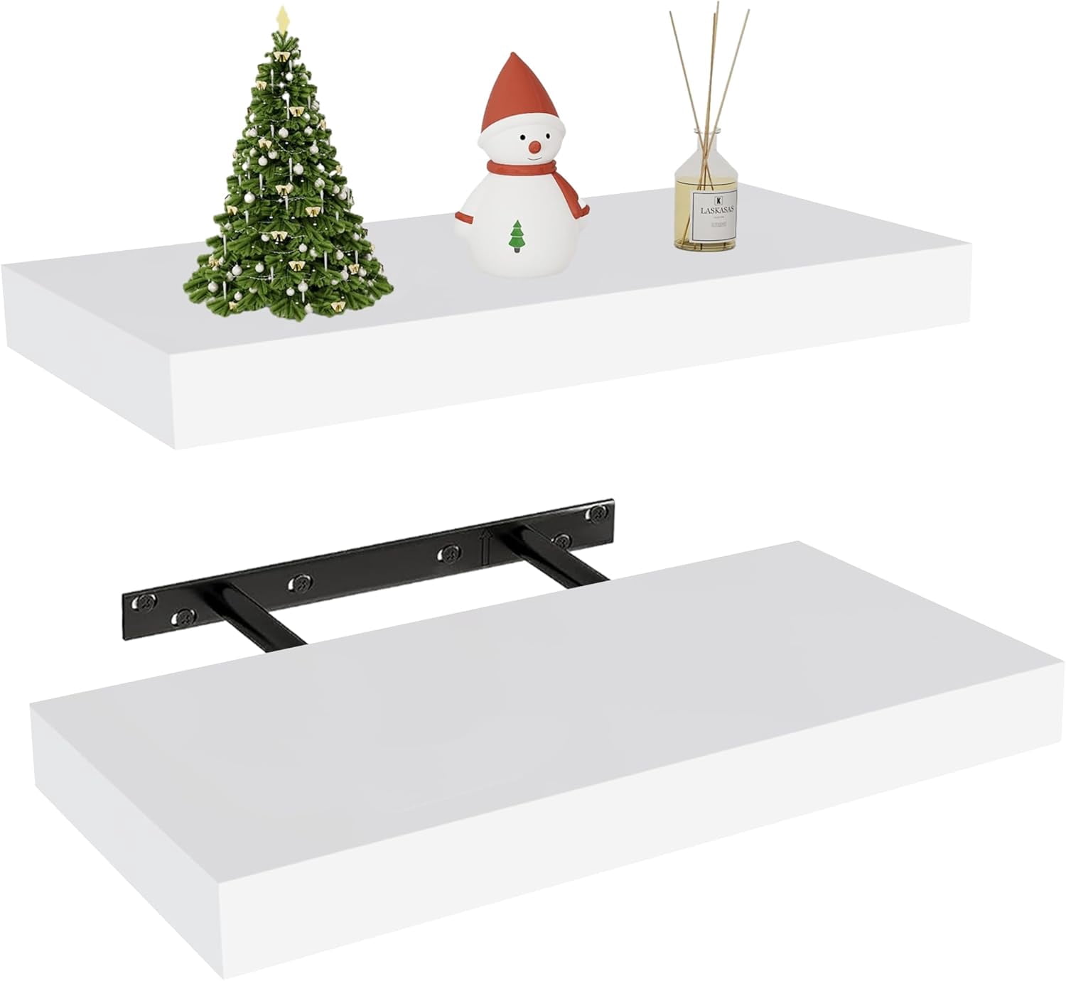 White Floating Shelves 2 Sets 15" for Bathroom with Invisible Brackets ...
