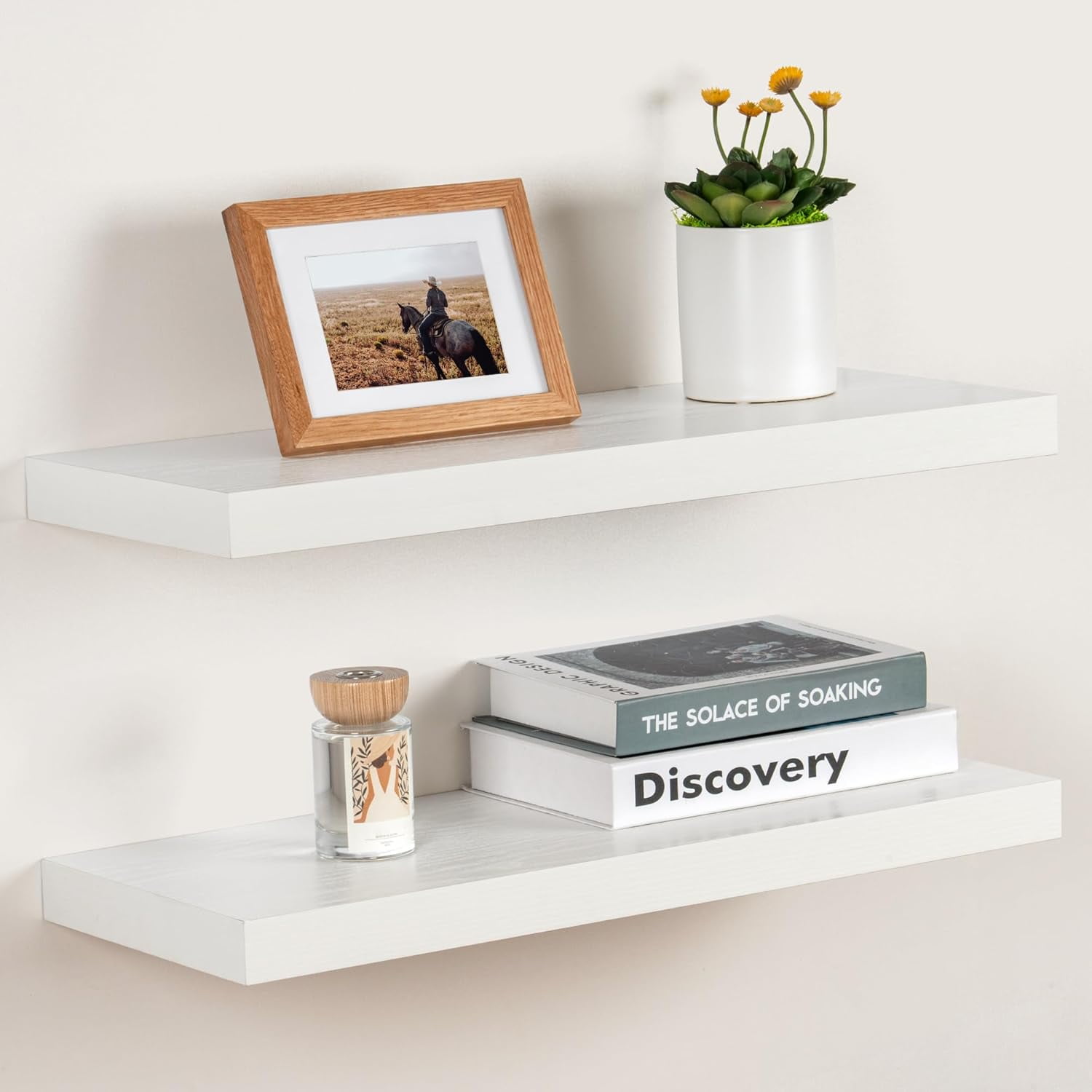 White Floating Shelves 24 x 9.3, Deep Wall Shelf for Bathroom, 9.3 Inch ...
