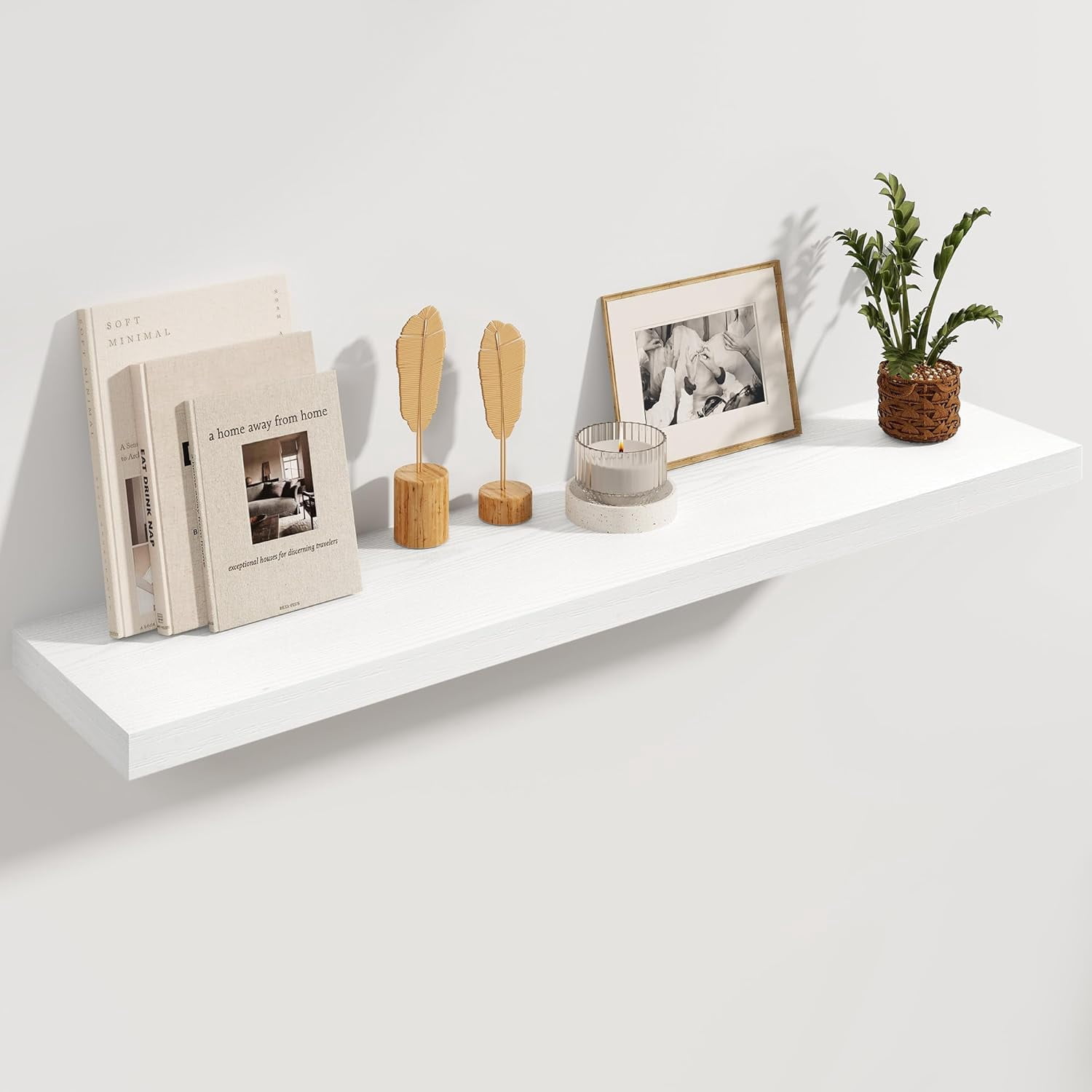 White Floating Shelves 48 Inch Long, 8 Deep Floating Shelves for Wall ...