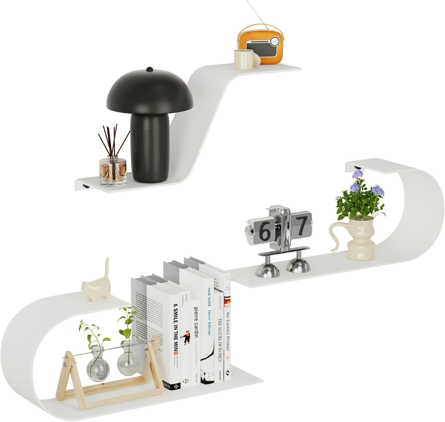 Black Floating Shelves Set of 3, Black Metal Wall Decor, Unique Wall ...