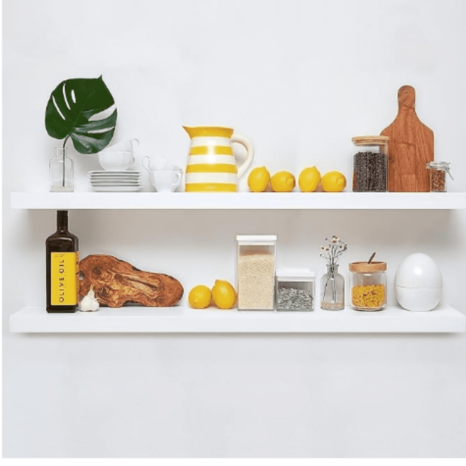 White Floating Shelves for Wall 48 Inches Long, Premium Solid Wood Long ...