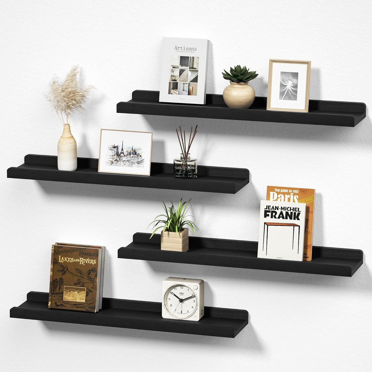 White Floating Shelves for Wall Set of 4,36 Inch Wall Shelves with Lip ...