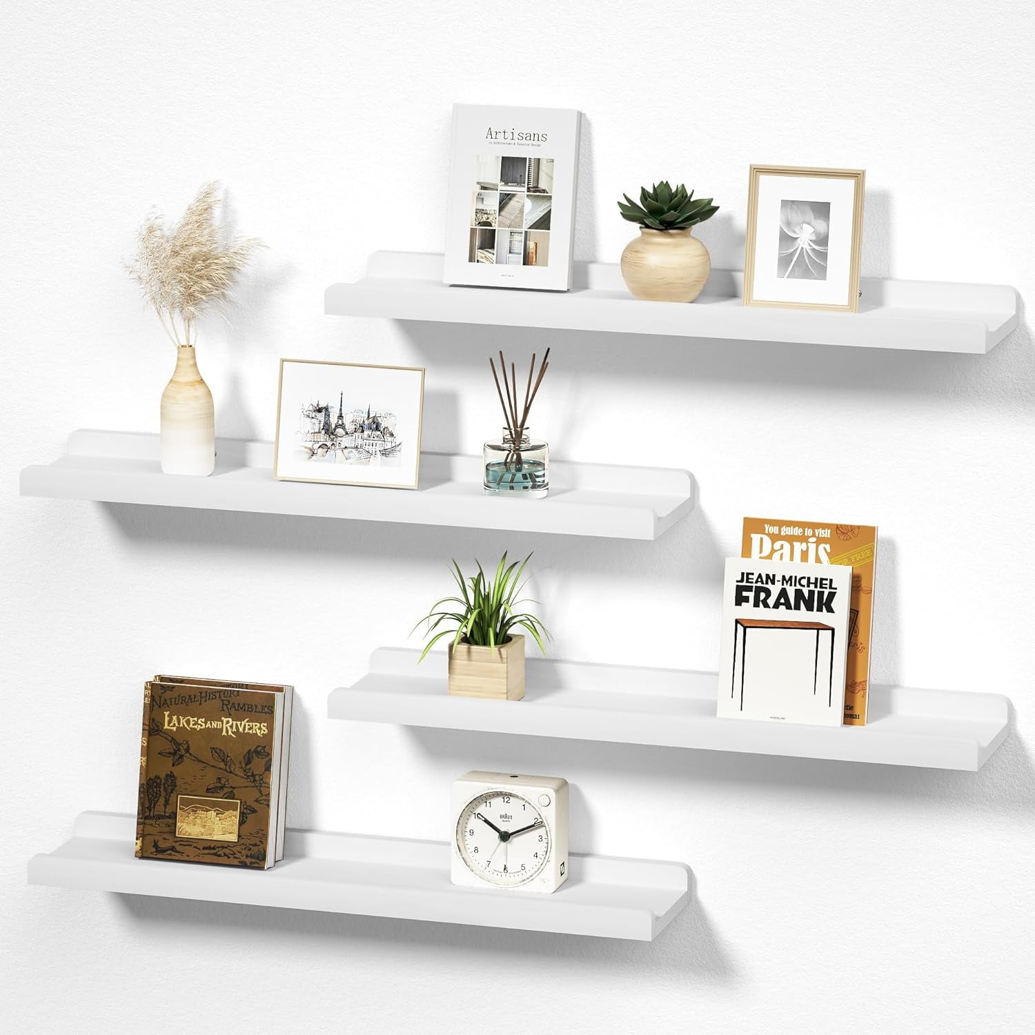 White Floating Shelves for Wall Set of 4,36 Inch Wall Shelves with Lip ...