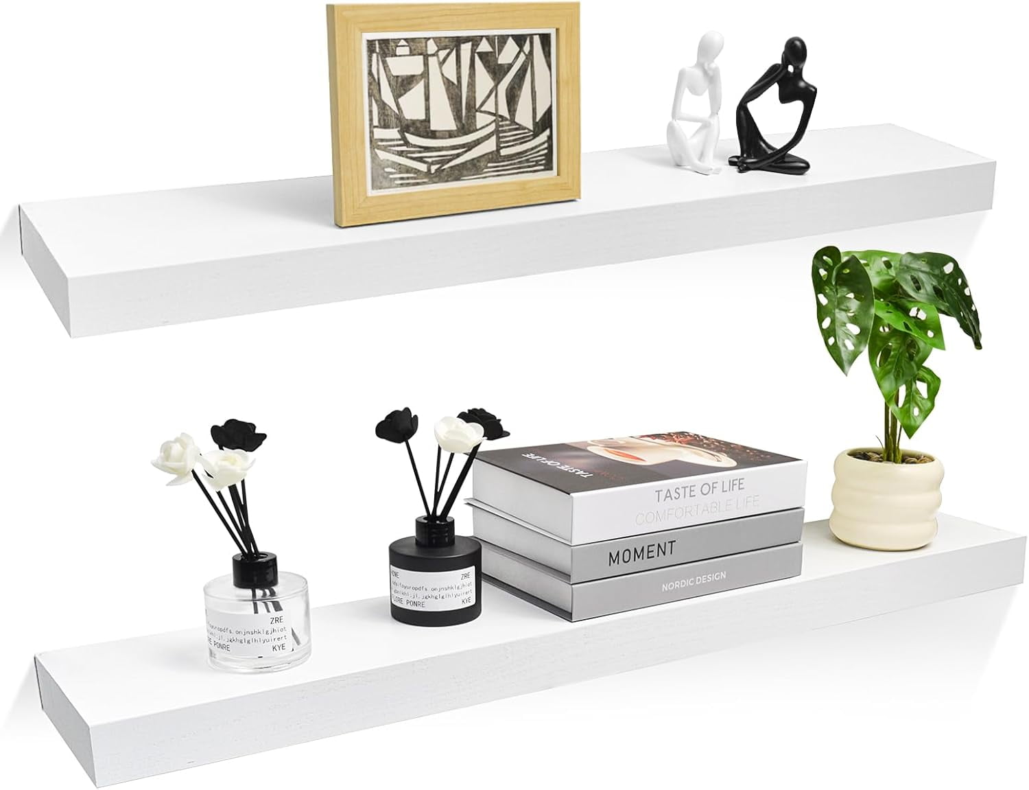 White Floating Shelves for Wall, 35.4 x 5.9 x 1.5 inch Wall Shelves for ...