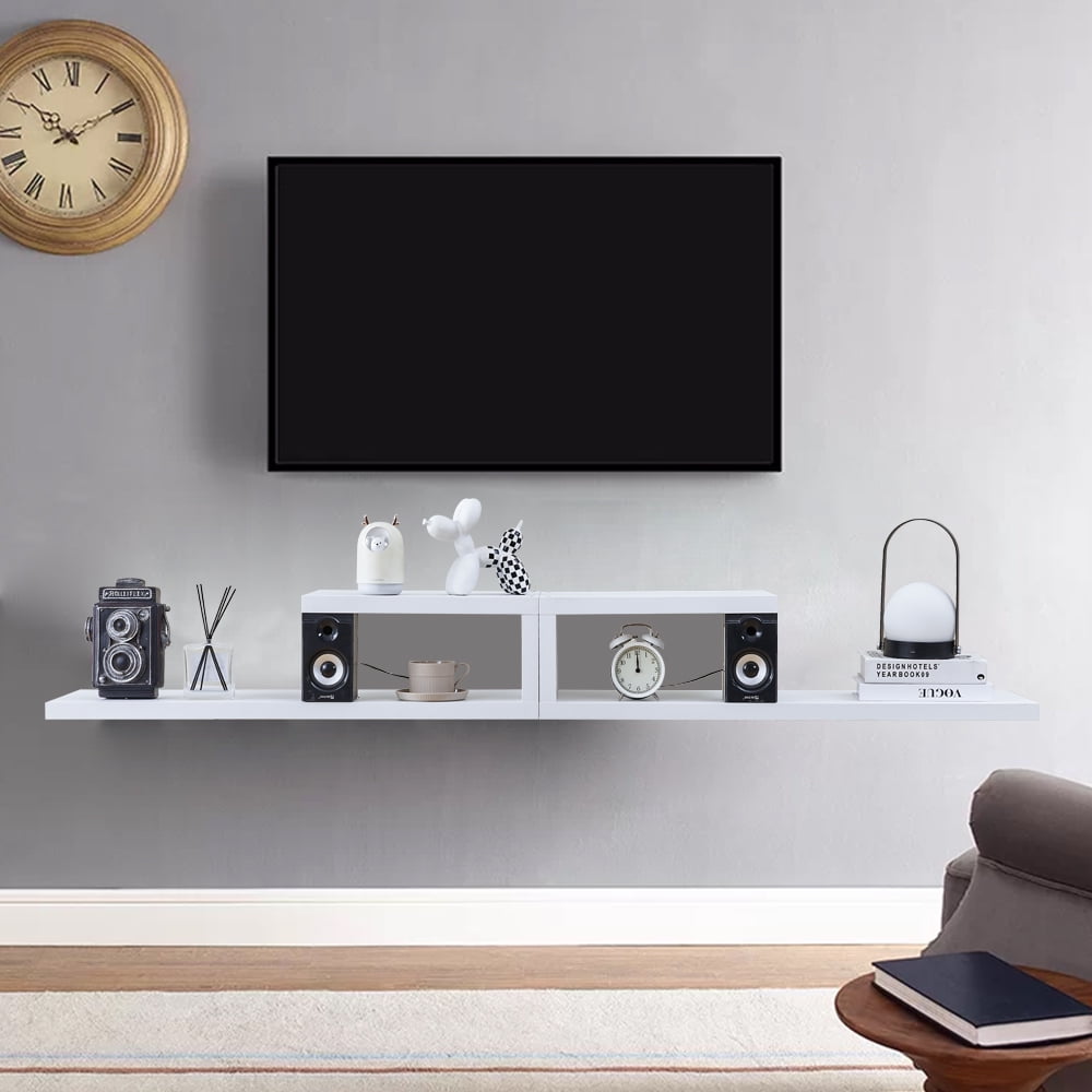 White Floating TV Stand 70, Floating Entertainment Media Console Center ...