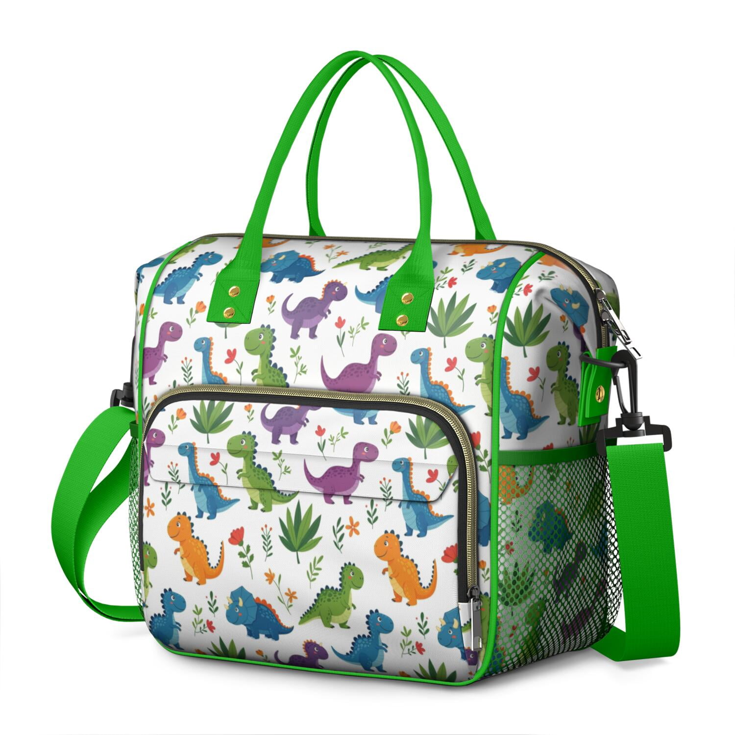 White Floral Dinosaurs Pattern Womens Lunch Box for Work,Insulated ...
