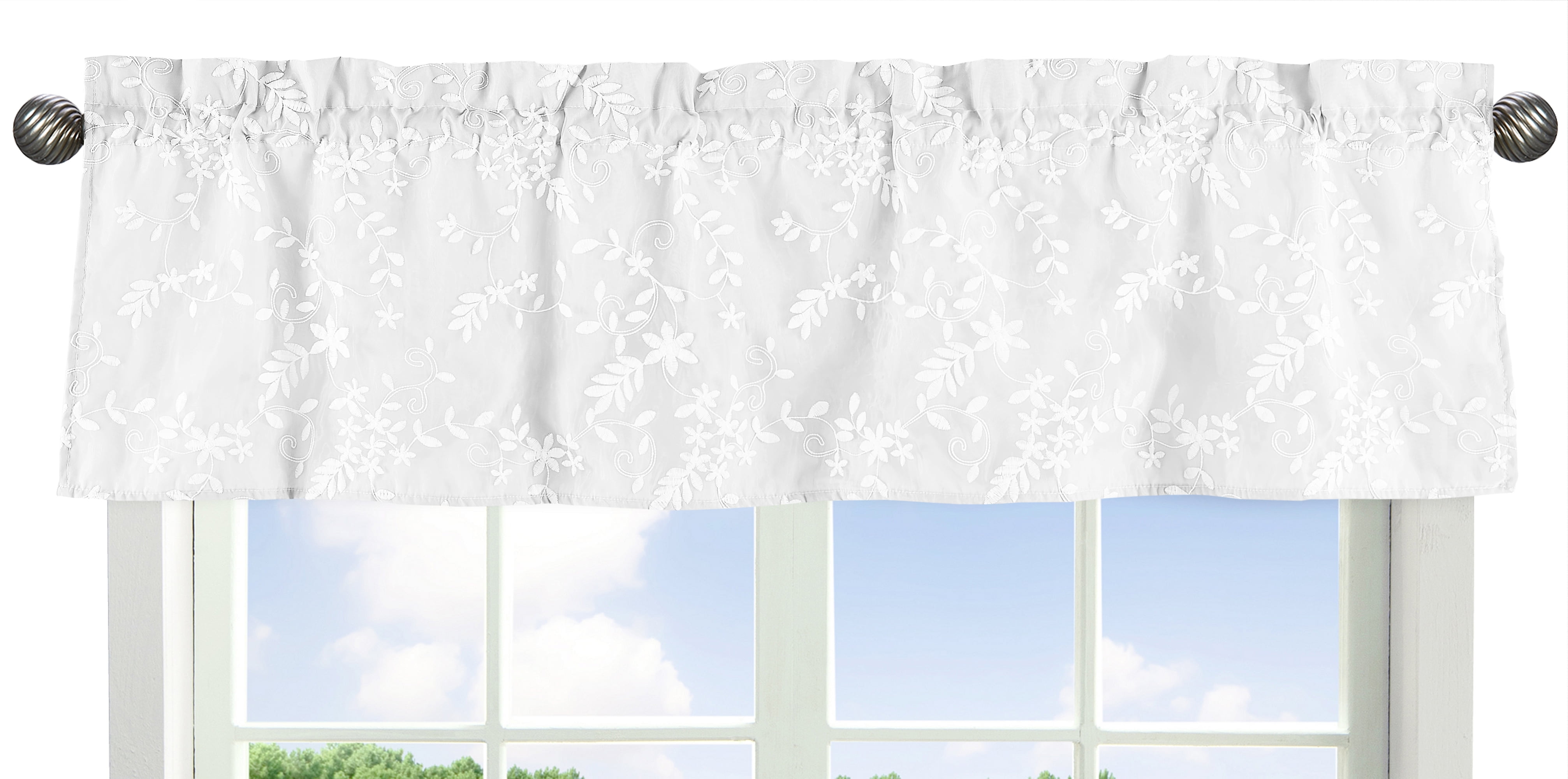 White Floral Lace 54" Window Valance by Sweet Jojo Designs - Walmart.com