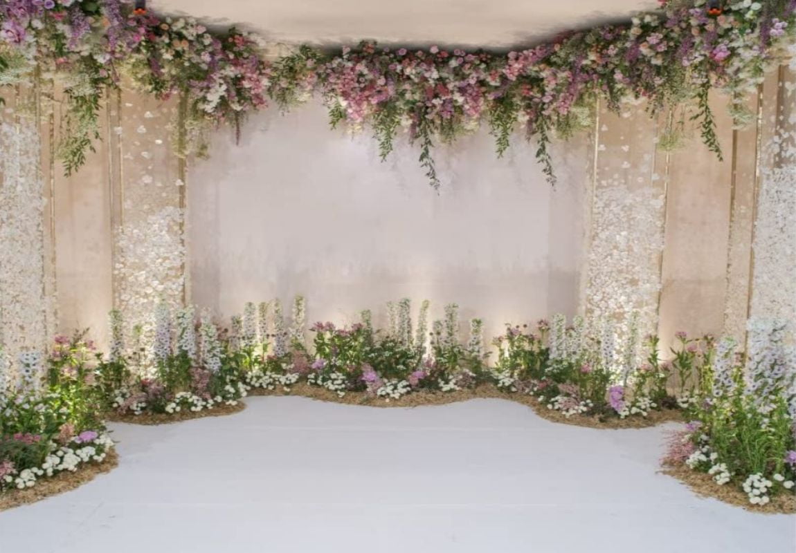 White Floral Mr & Mrs Engagement rations Backdrop Couples Wedding Bride ...