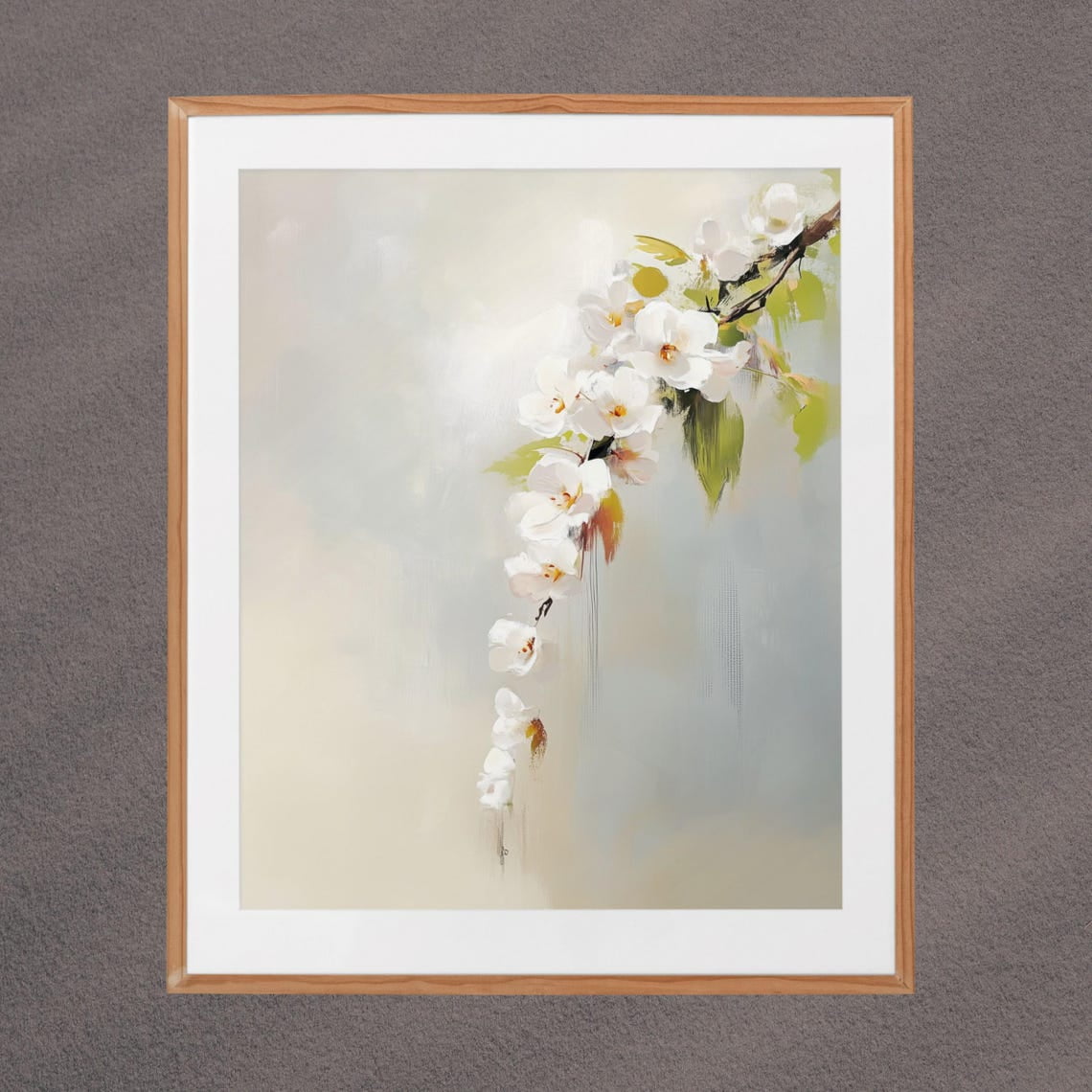 White Floral Spring Wall Art Decor, White Flower Oil Vintahe Painting ...