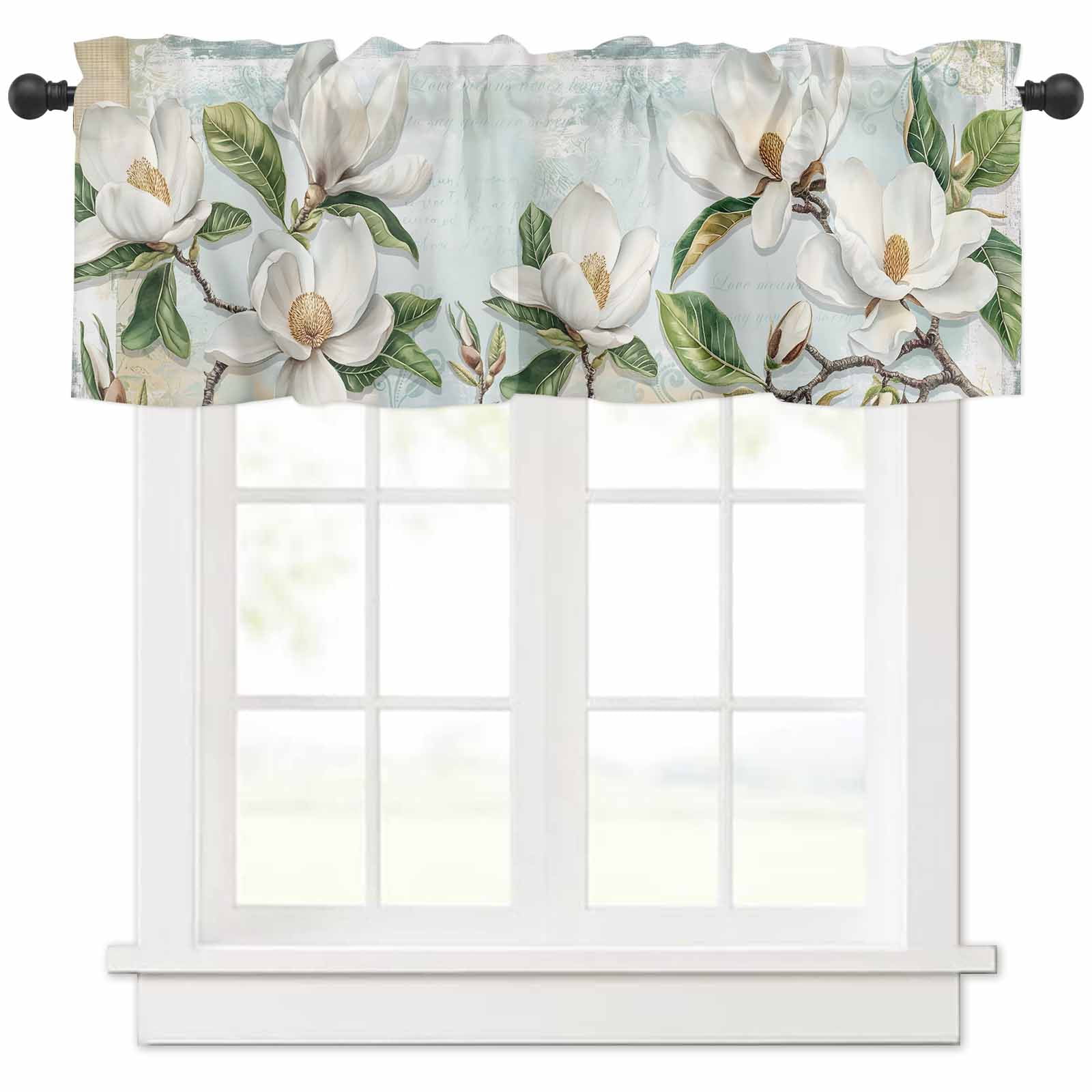 White Floral Valances for Windows Farmhouse Kitchen Curtains Valances ...