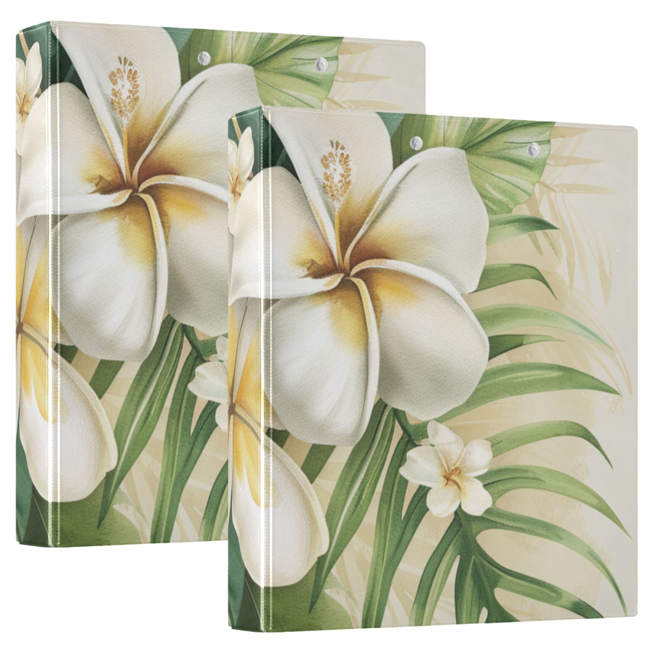 White Flower 3 Ring Binders 1.5 inch Hardcover File Folders with ...