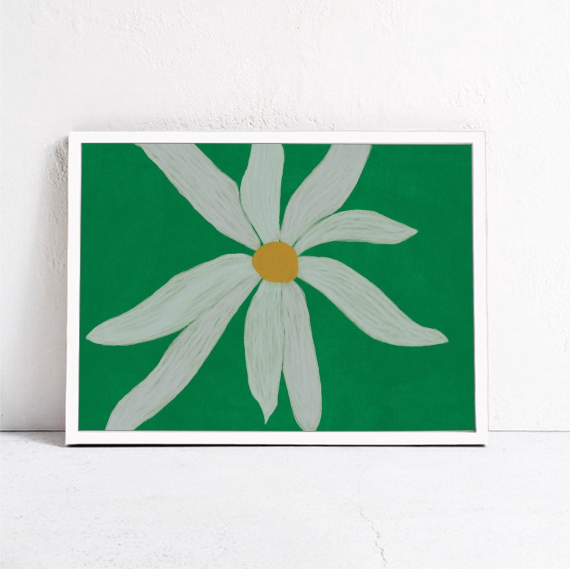 White Flower: Horizontal Art For Boho, Eclectic Home Decor. Scandi ...