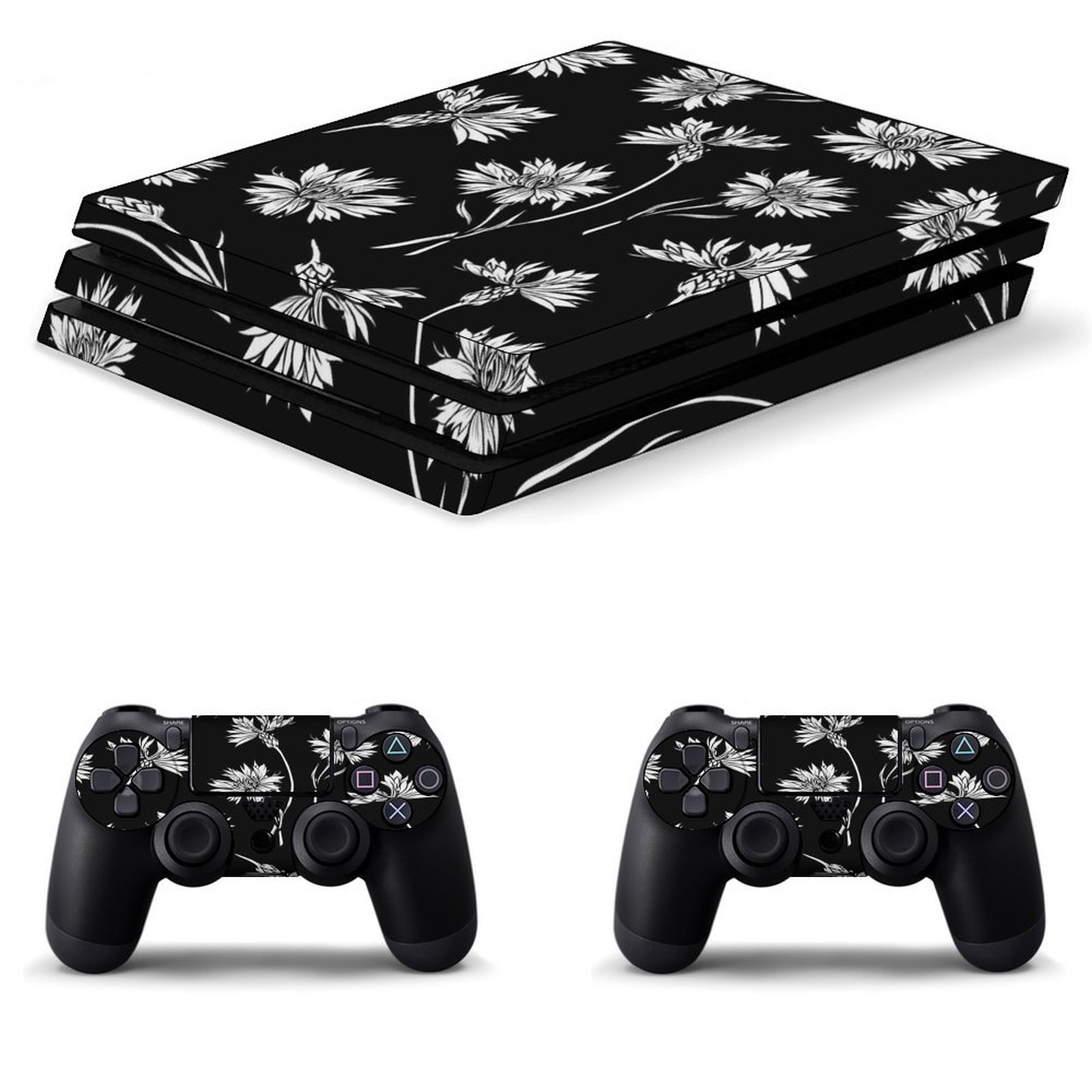 White Flower Pattern PS4/PS4 Pro/PS4 Slim Skin Sticker For Console And ...