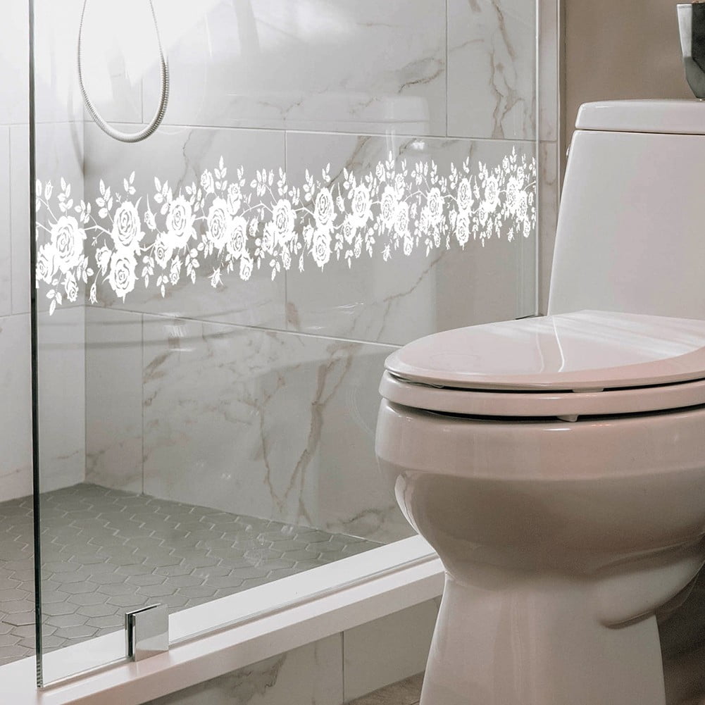 White Flower Rattan Wall Sticker Electrostatic Glass Sticker Shower ...