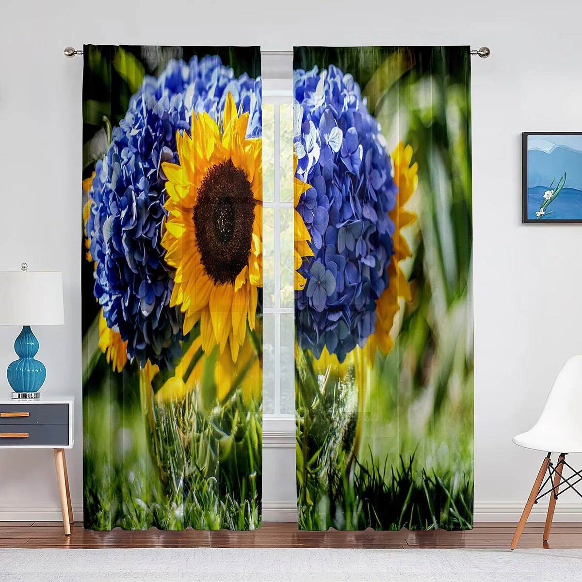White Flower Stamens Close-up Sheer Voile Curtain Window Treatment for ...