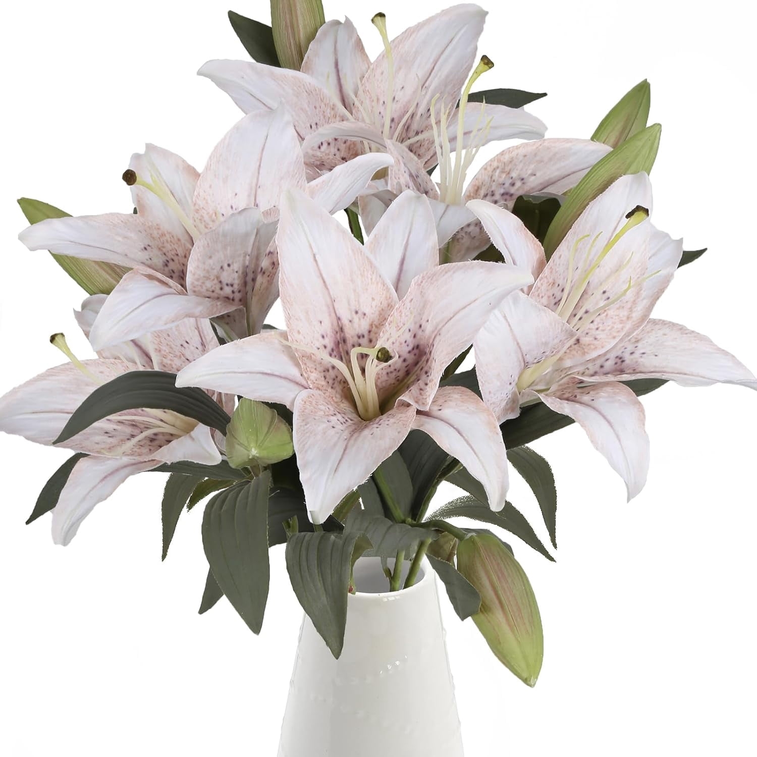 White Flower Vintage Artificial Lilies 6PCS White Lily Silk Flowers ...