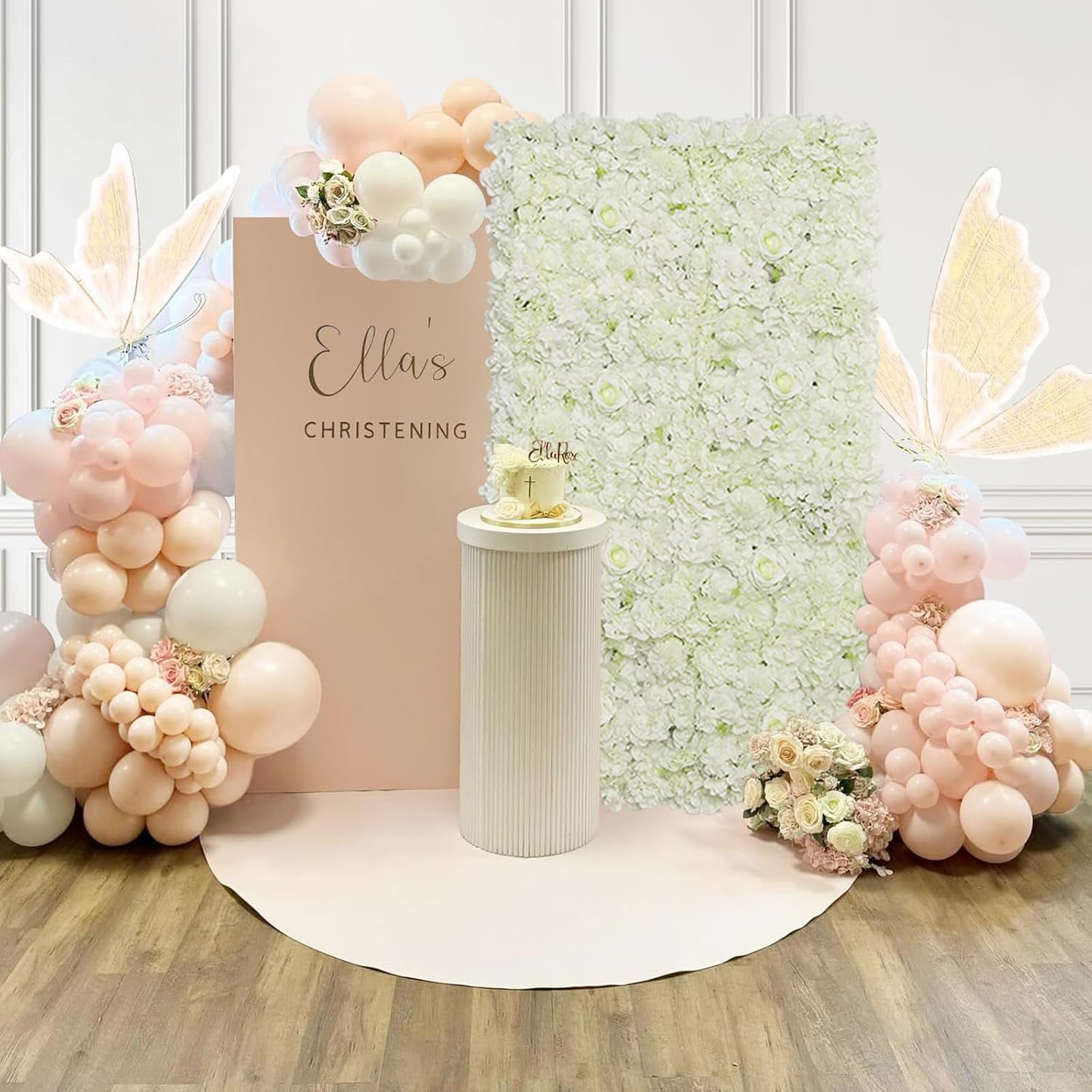 White Flower Wall Backdrop 15x15 Inches: 6 Packs 3D Floral Rose Wall ...