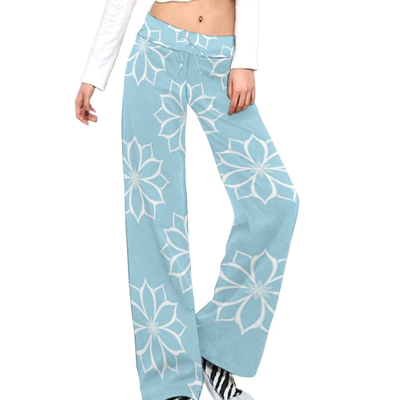 White Flowers Blue Background Seamless Pattern Summer Outfits Flowy ...
