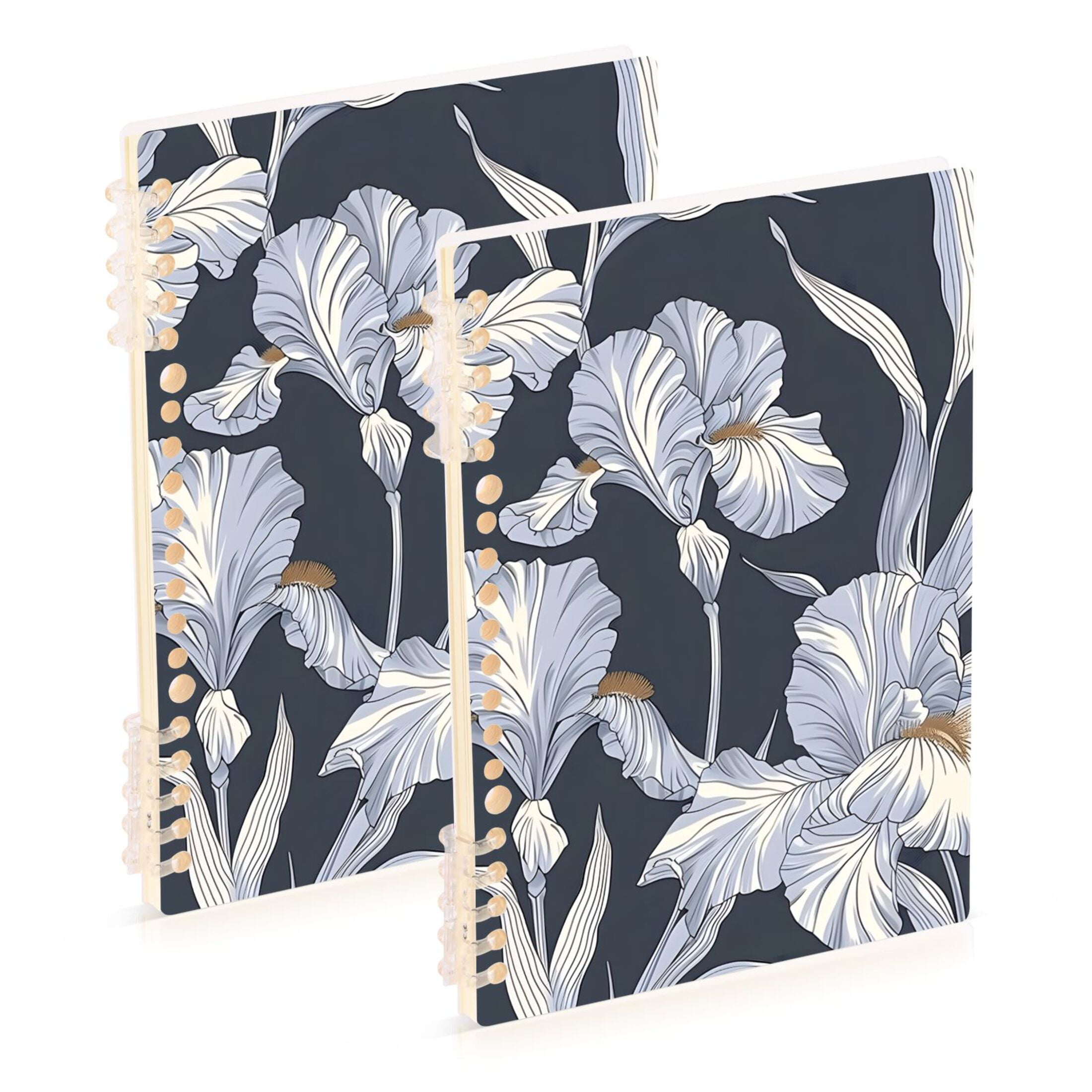 White Flowers Ring Binder Notebook Journey Note Diary College Ruled ...