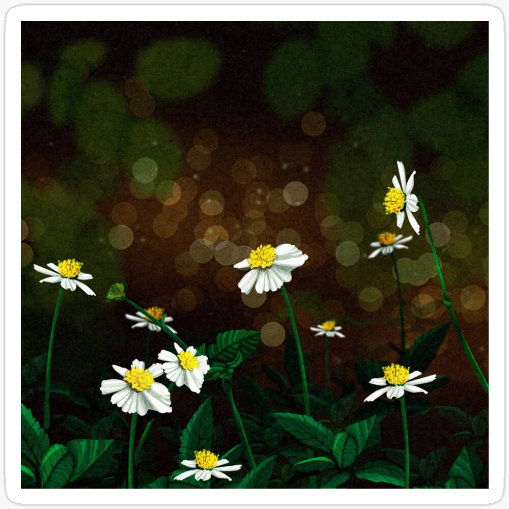 White Flowers Sticker Phone Decal Water Bottle Stickers Car Decals ...