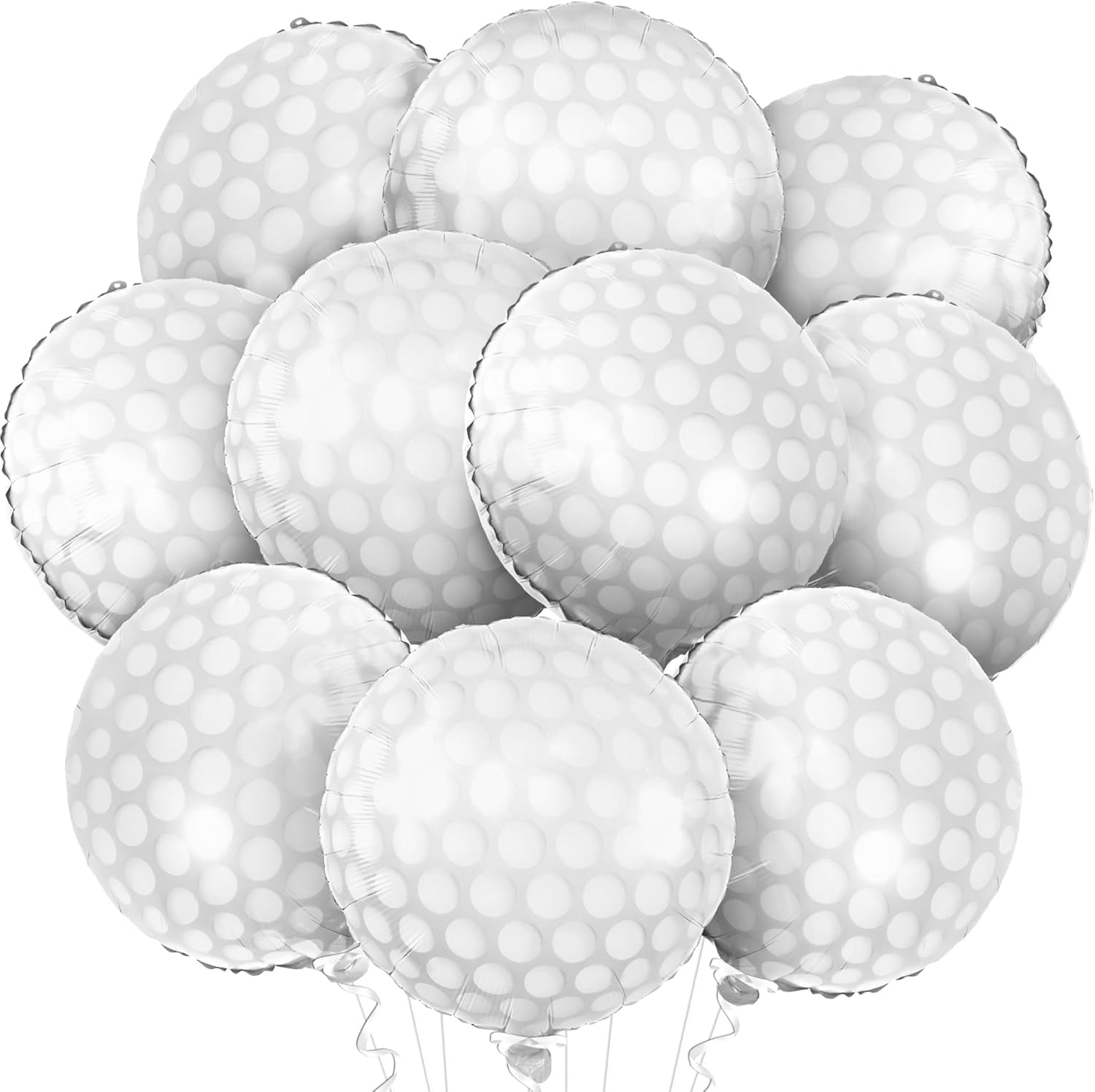 White Foil Golf Balloons - 18 Inch, Pack Of 10 | Golf Ball Balloons For ...