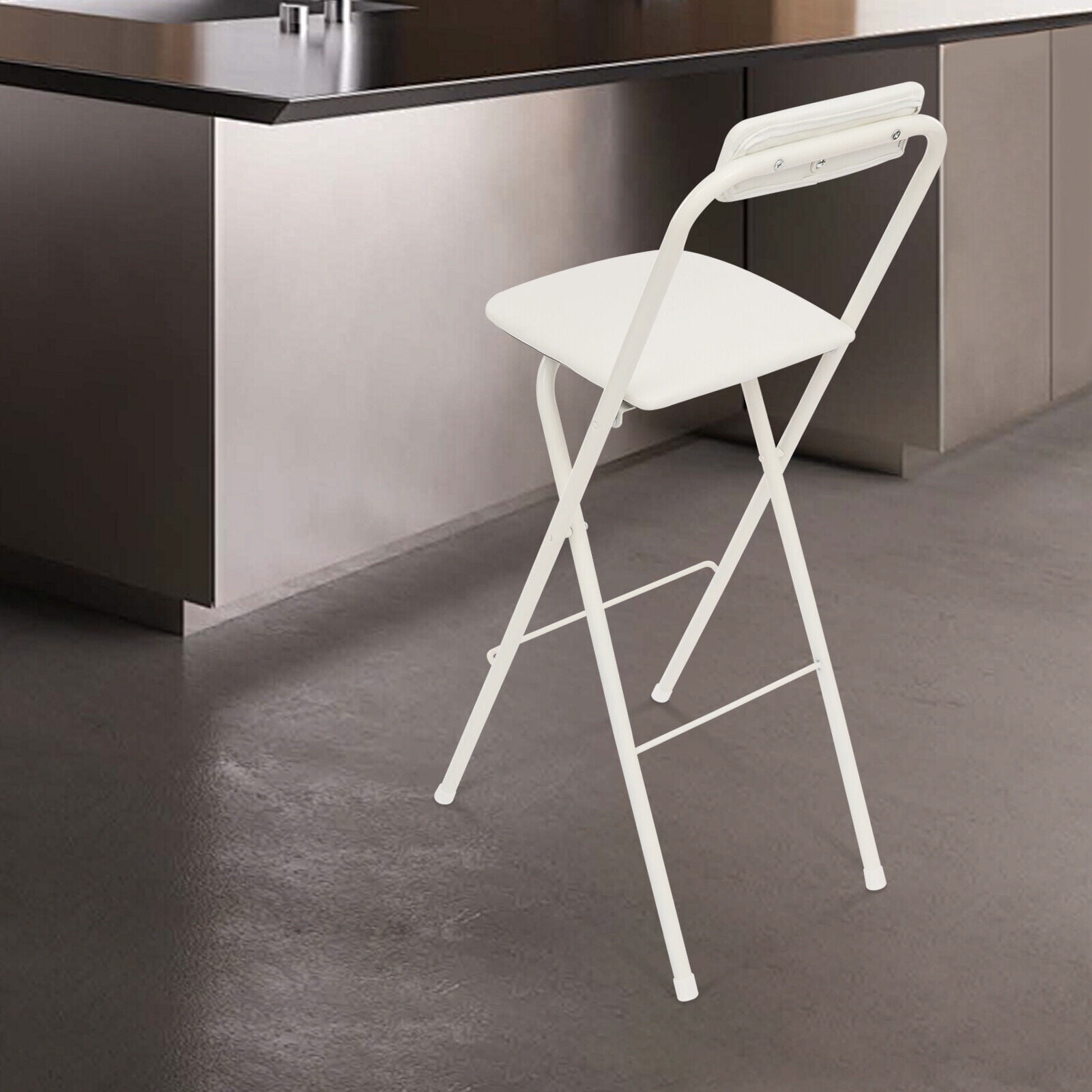 White Foldable Bar Chair, Tall Folding Chair, Folding Stool, Load ...