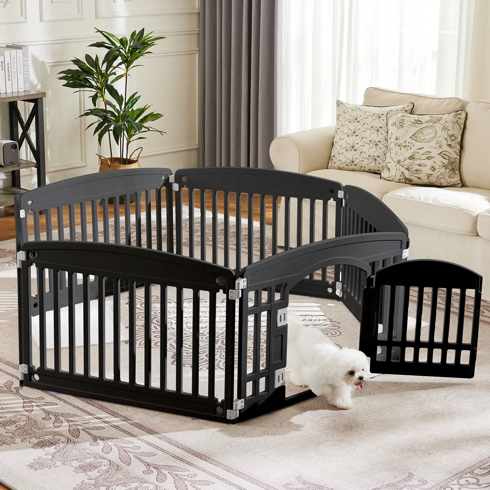 White Foldable Pet Playpen For Dogs & Cats – Indoor/Outdoor Use, 4/6 ...