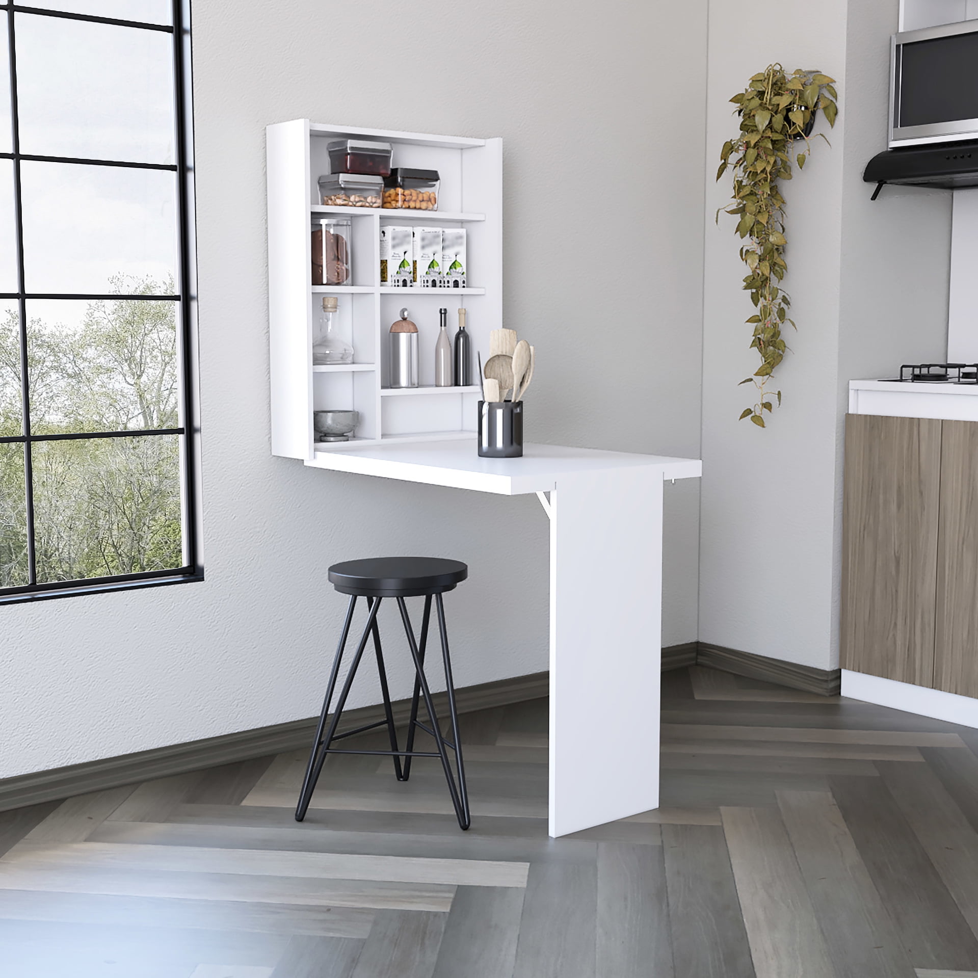 White Foldable Table With Plenty Of Shelves - Save Space Wisely 30 Inch High X 12.3 Deep 23.6 ...